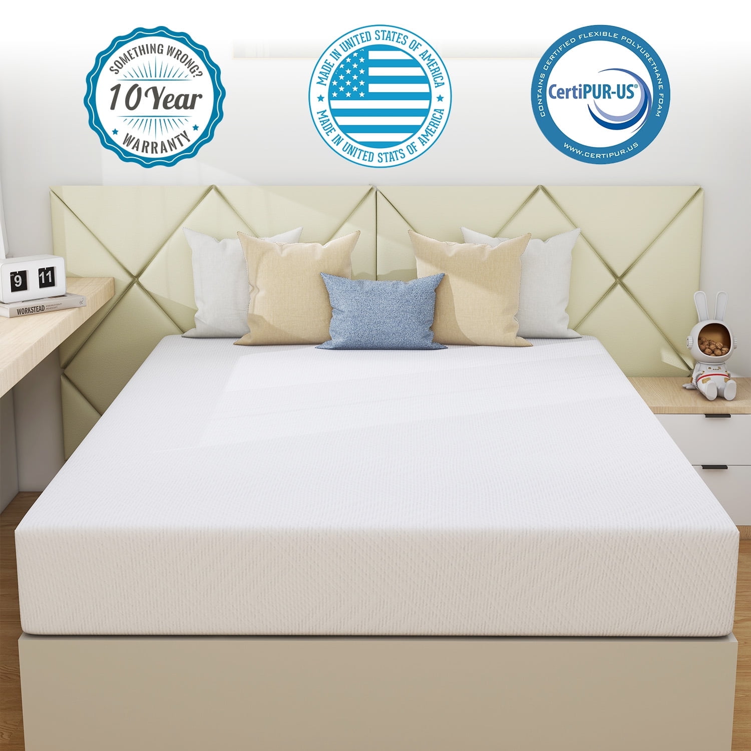 Queen Mattress, 12 inch Gel Memory Foam Mattress, Medium Firmness ...