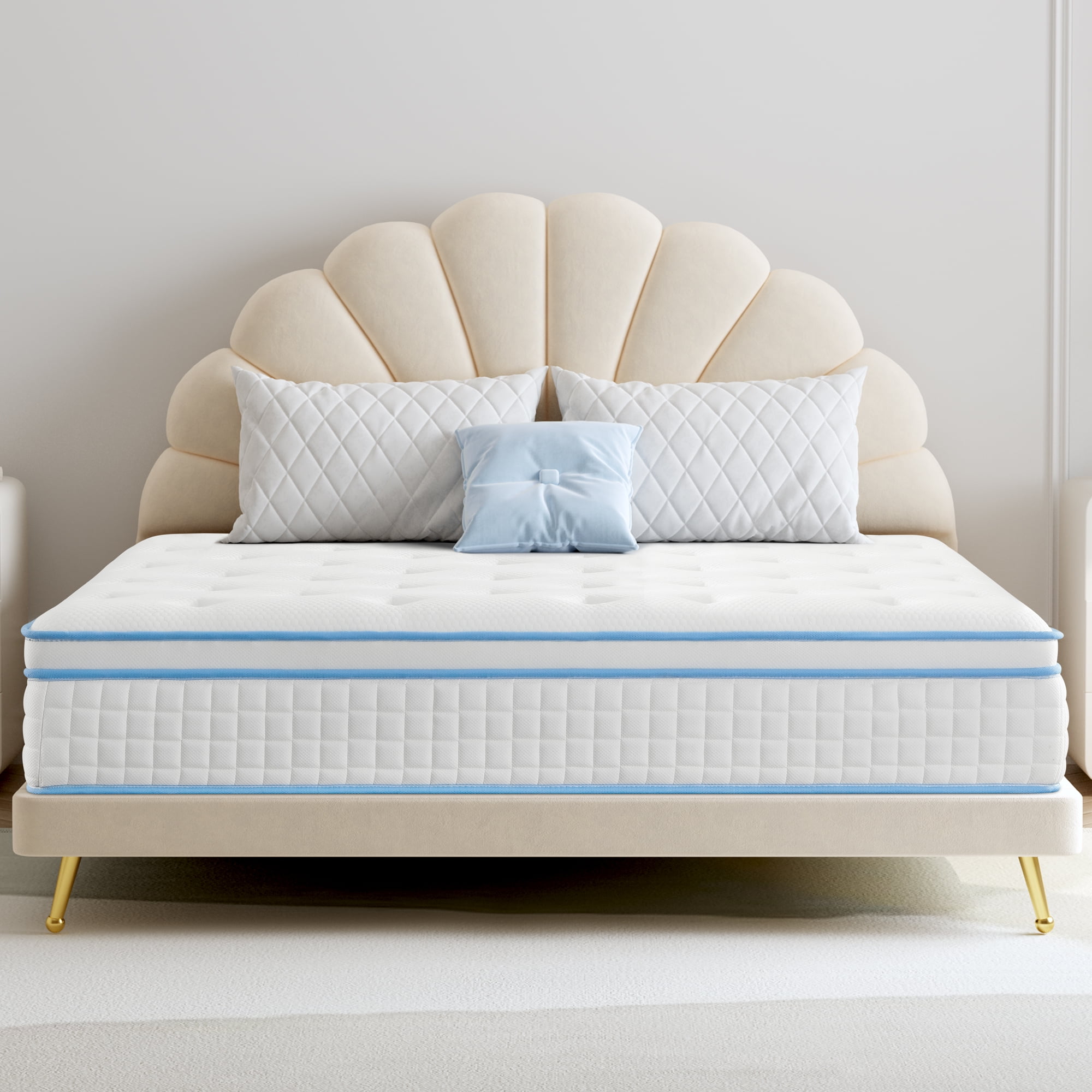 Queen Mattress, Telino 14" Queen Size Hybrid Mattress, Gel Memory Foam ...
