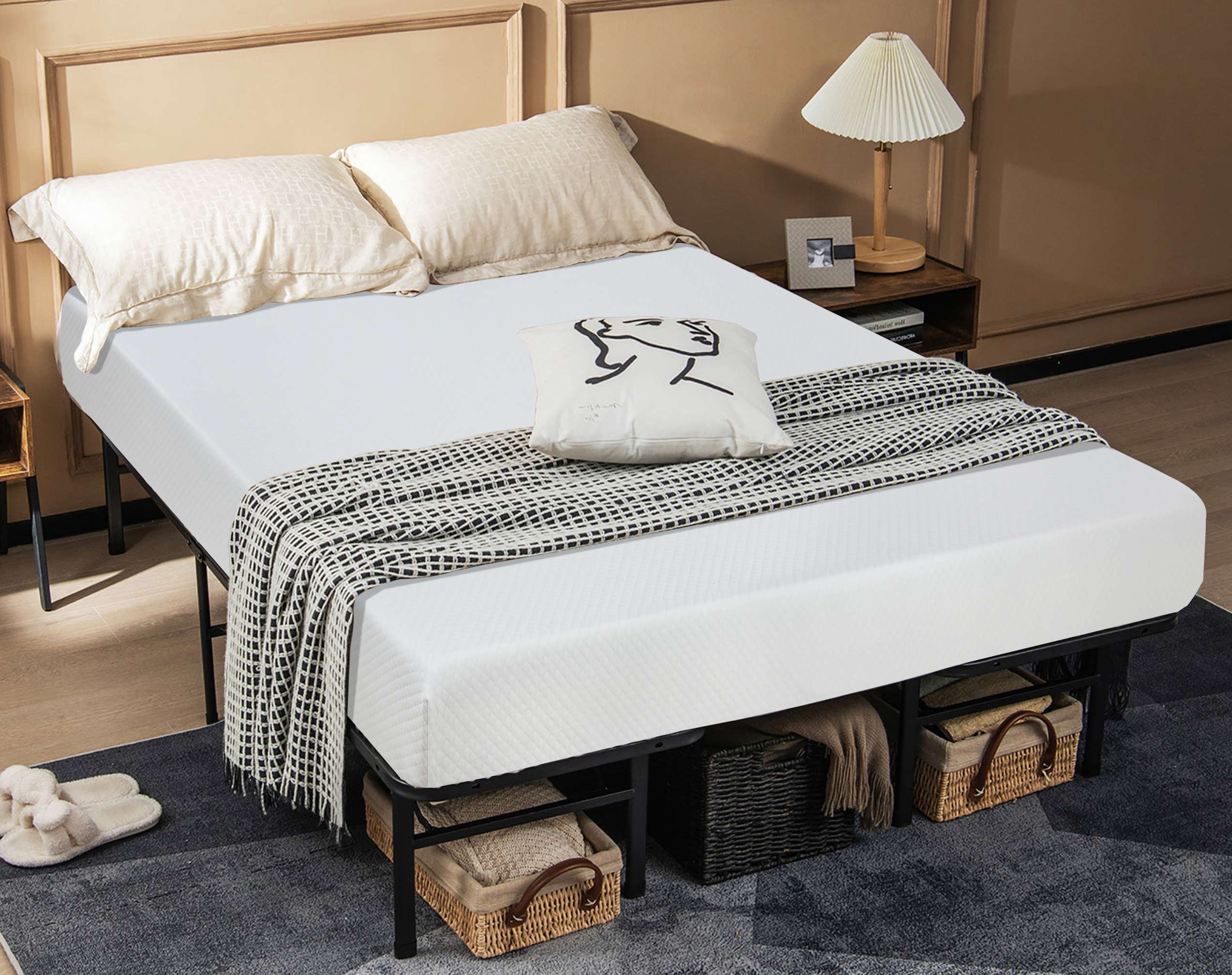 Queen Mattress, 6 Inch Bamboo Charcoal Gel Infused Memory Mattress in a ...