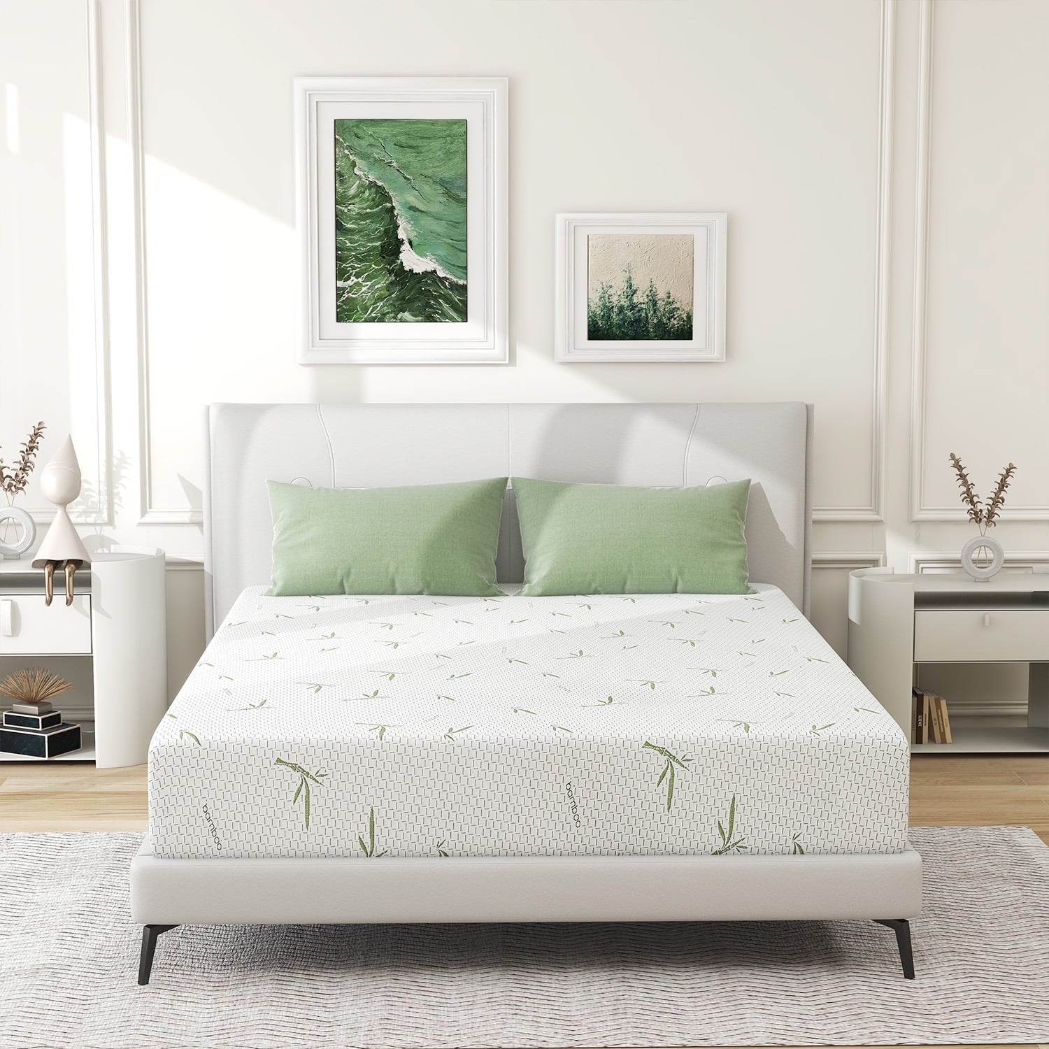 USA Made 8 Inch Queen Mattress In Box, Green Tea Gel Infused Memory ...