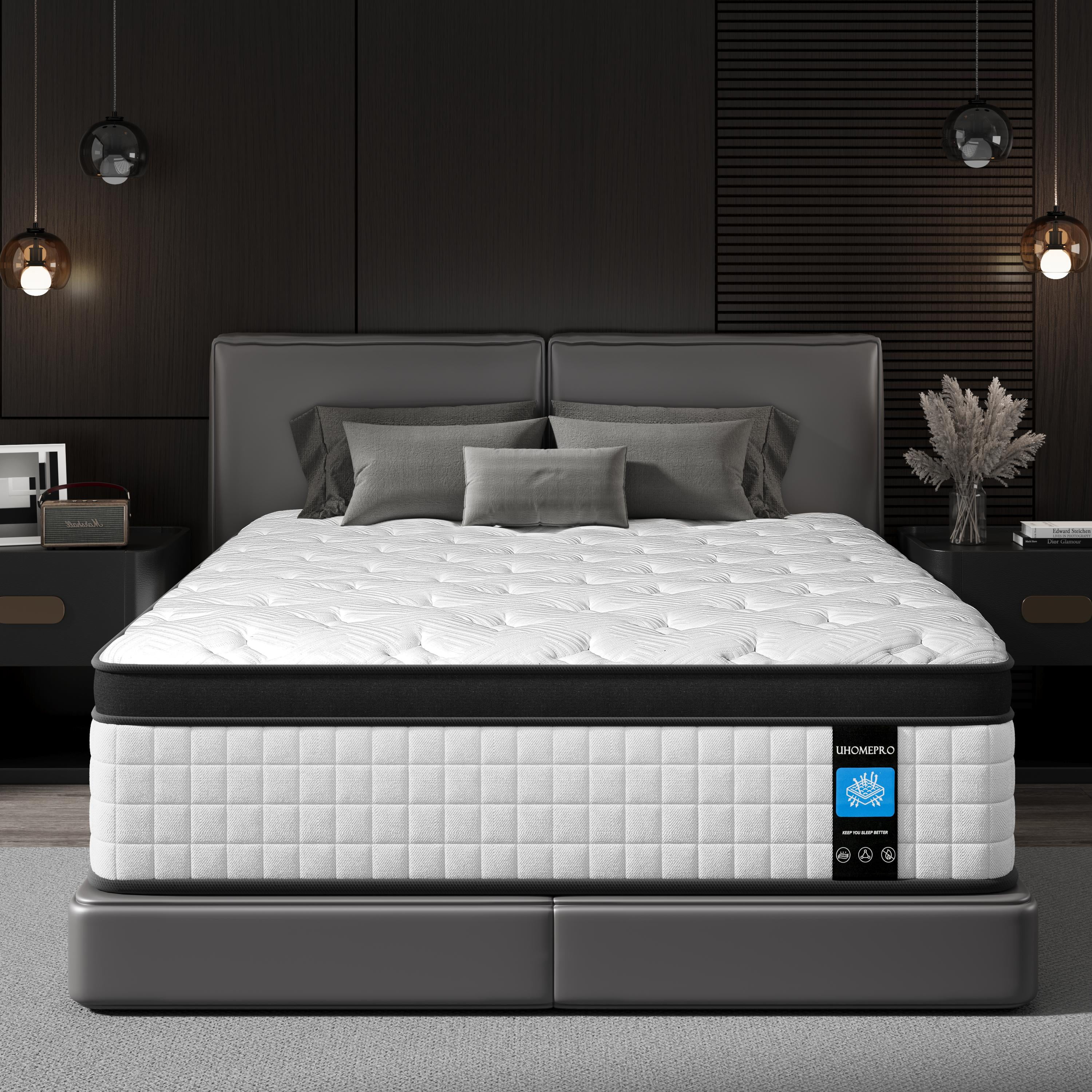 Queen Mattress 10 inch, UHOMEPRO Hybrid Mattress in a Box Gel Memory ...