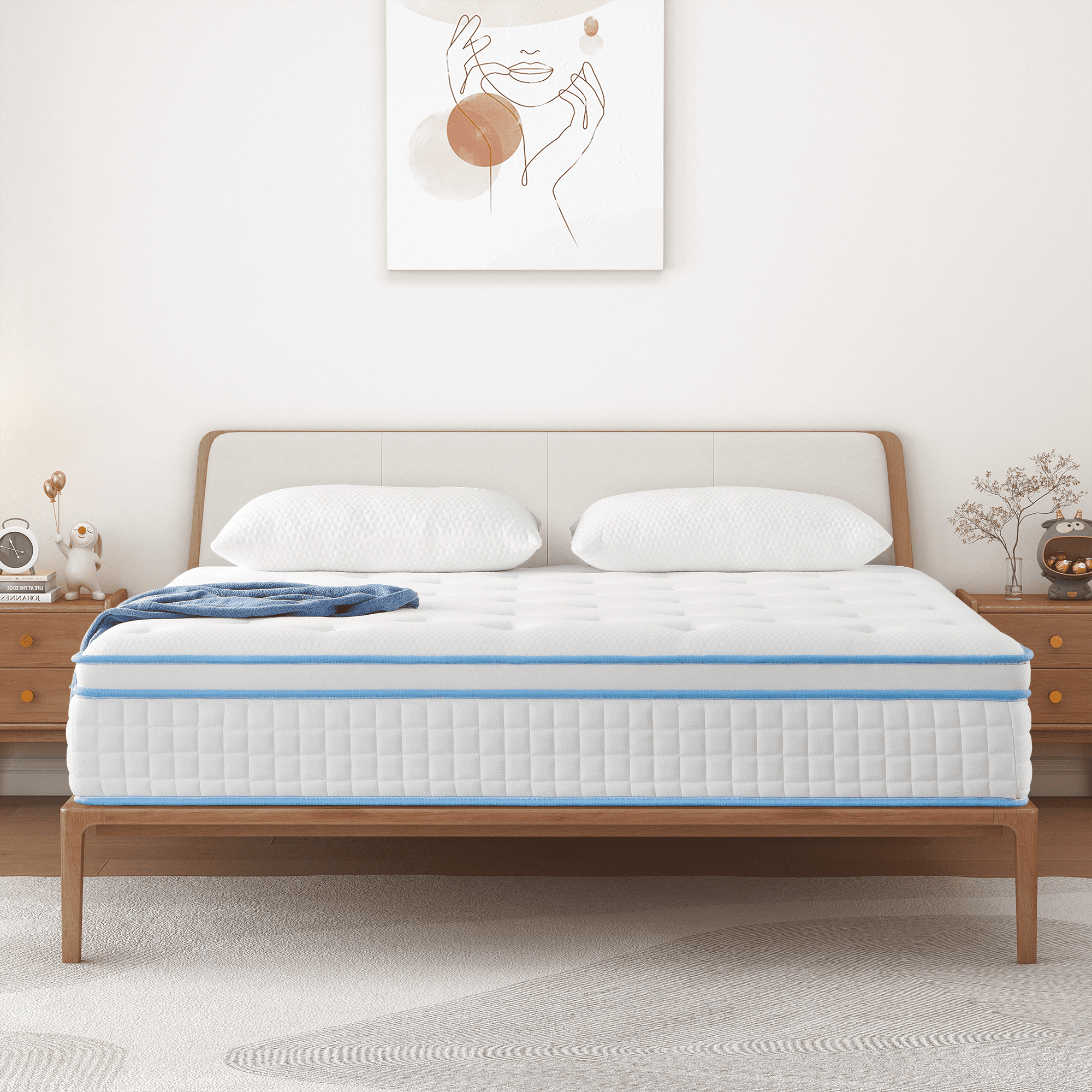 Hybrid Queen Mattress, Madinog 14 Inch Gel Memory Foam Mattress in a ...