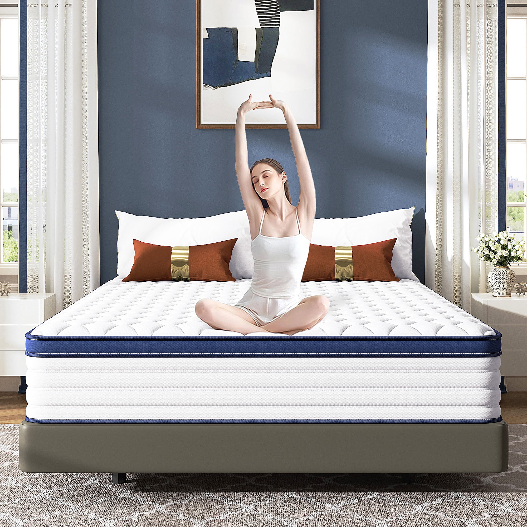 Queen Mattress, UHOMEPRO 12" Hybrid Gel Memory Foam Mattress in a Box ...