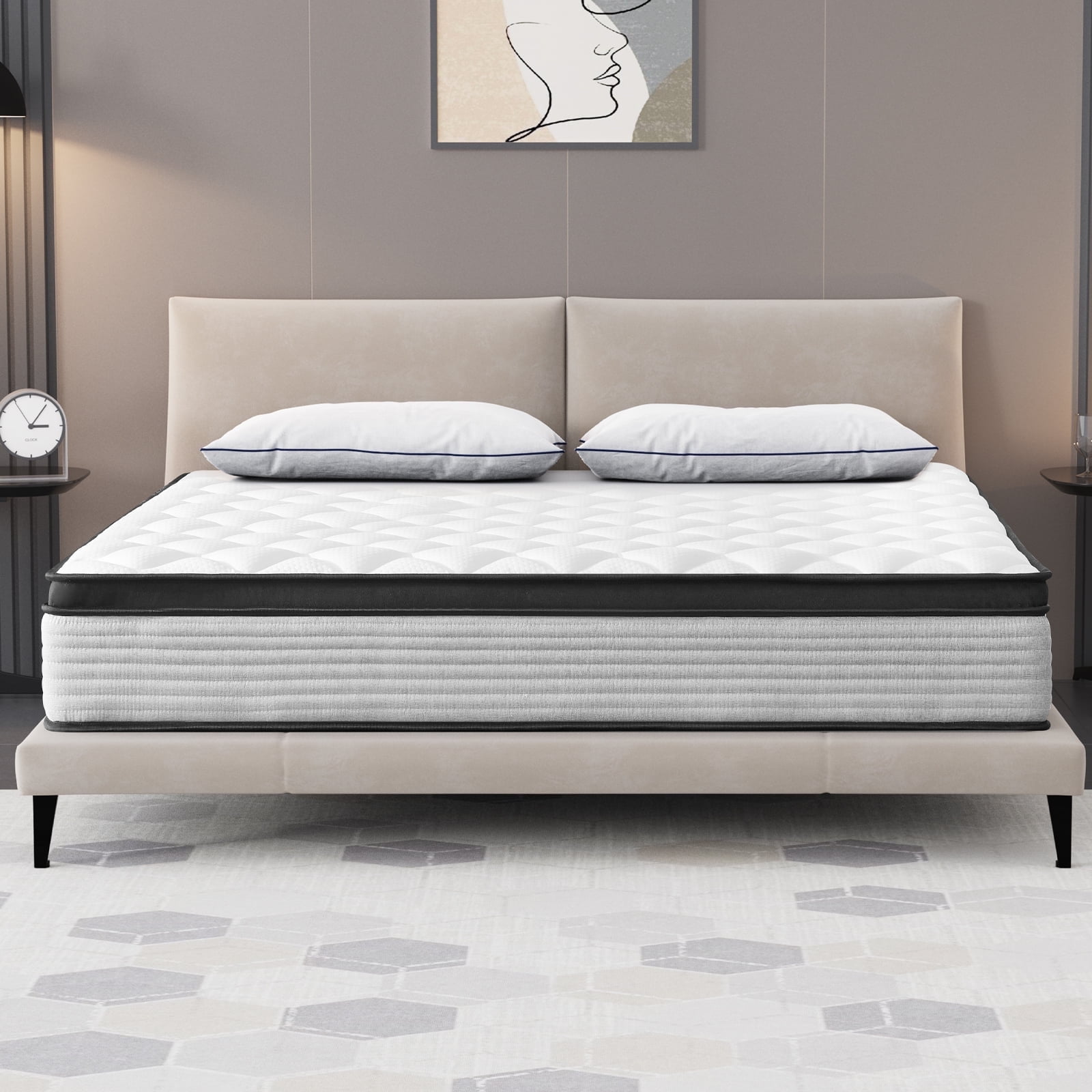 "Queen Mattress, 12"" Hybrid Innerspring Queen Size Mattress in a Box ...