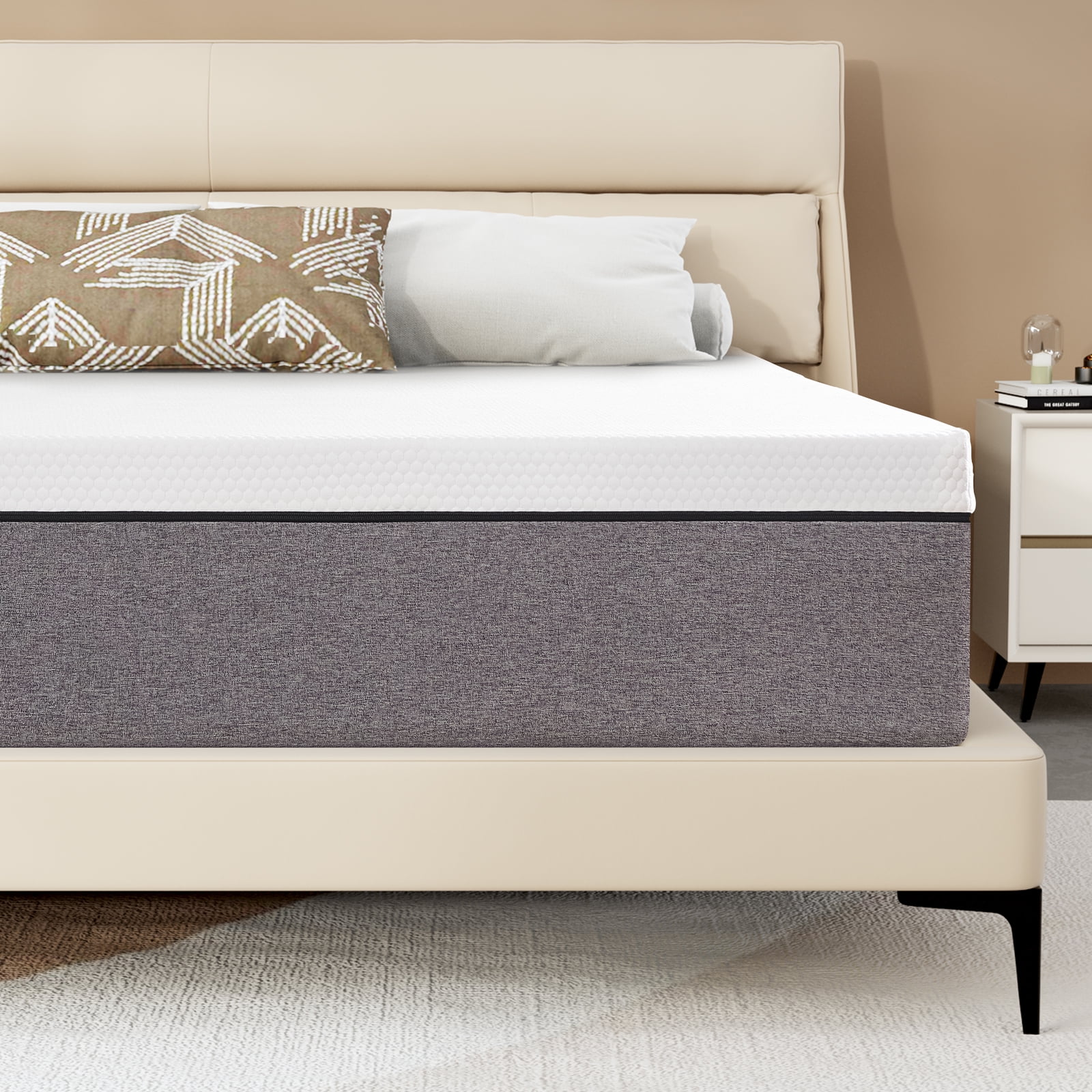 Telino Queen 12 inch Gel Memory Foam Mattress, Medium Firm, Boxed ...