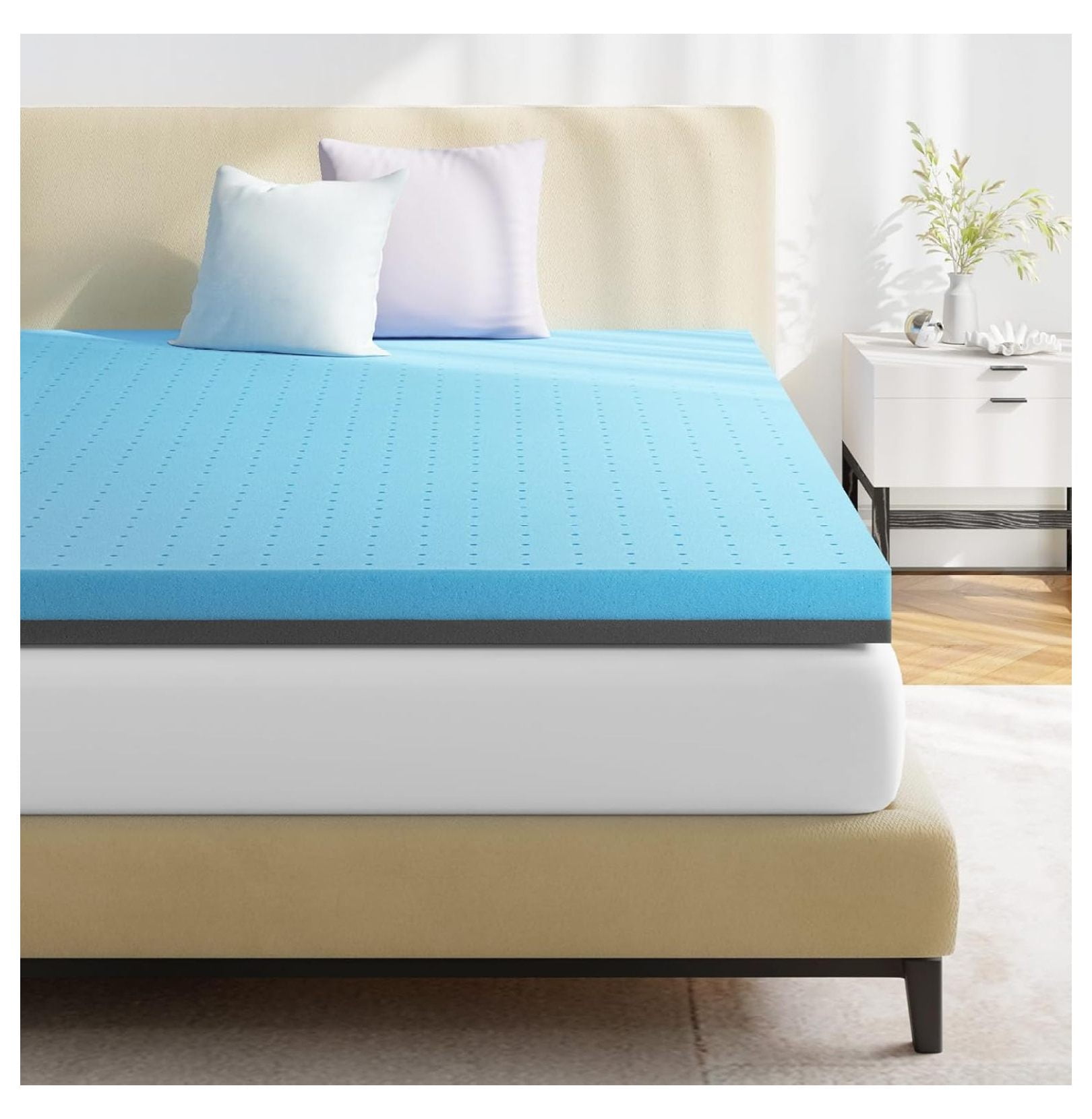 Queen Mattress Topper 2 Inch Gel Memory Foam - Cooling Pad for Back ...