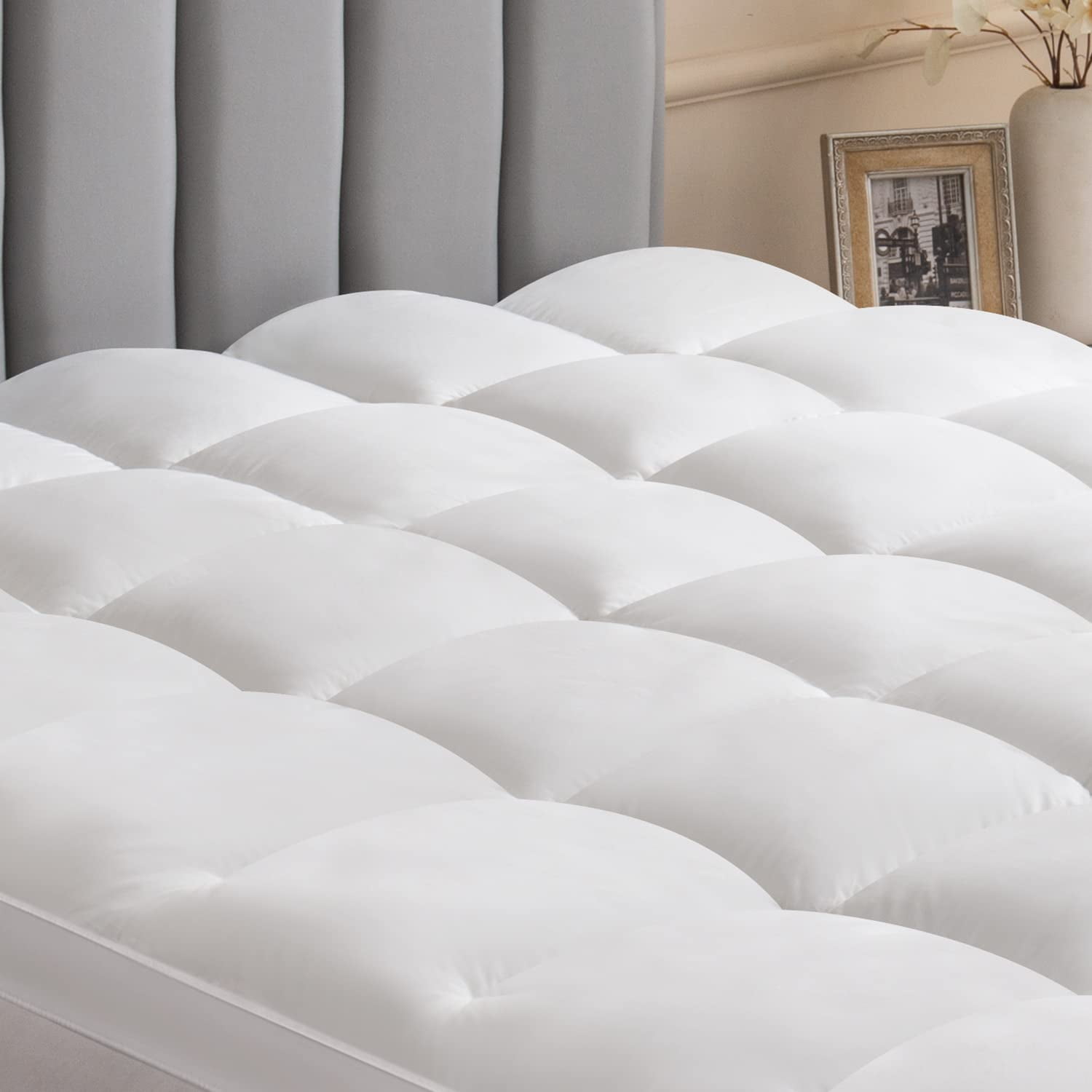 Queen Mattress Topper, Cooling Mattress Pad, 400Tc Extra Thick Mattress ...