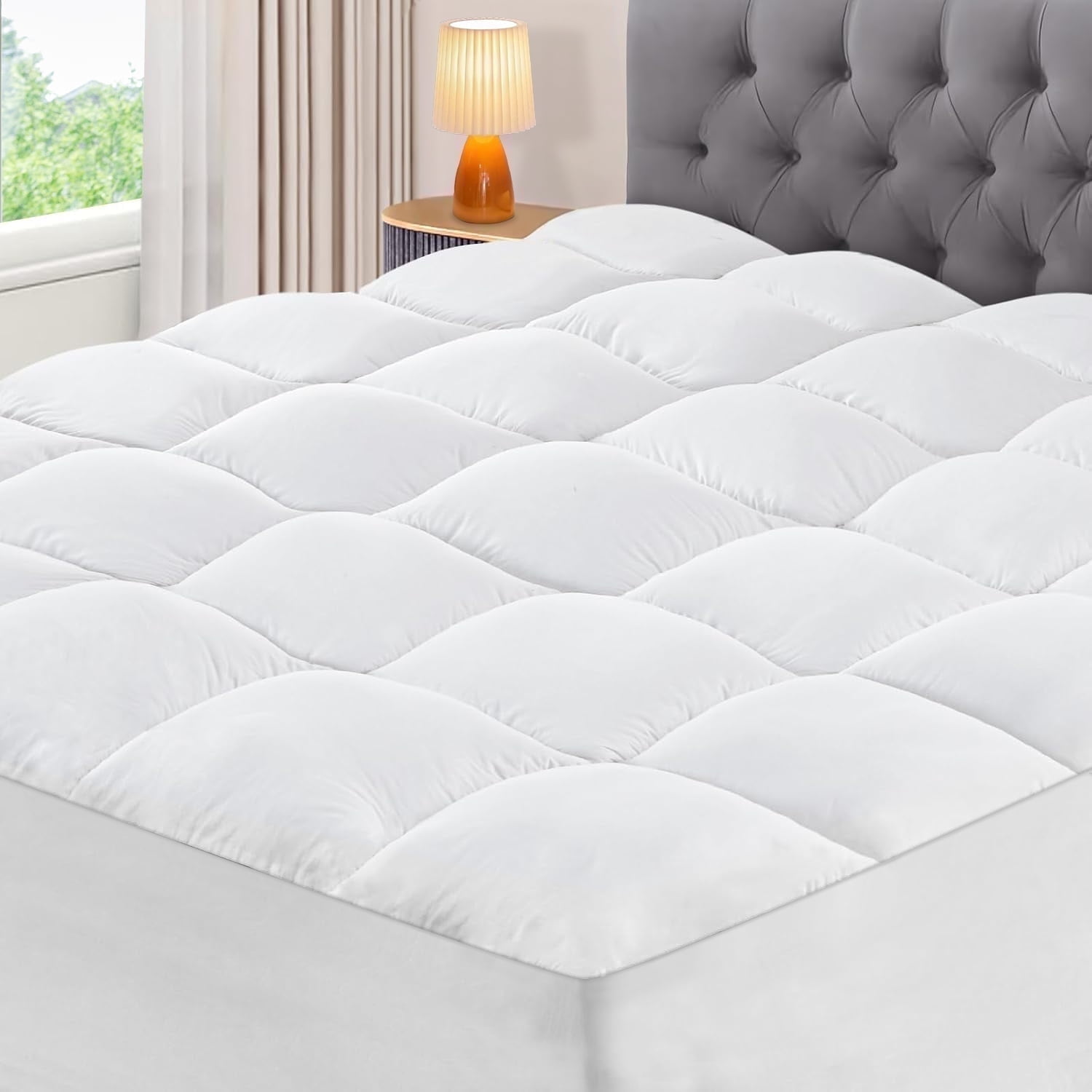 Queen Mattress Topper, Supportive & Hypoallergenic Mattress Pad ...