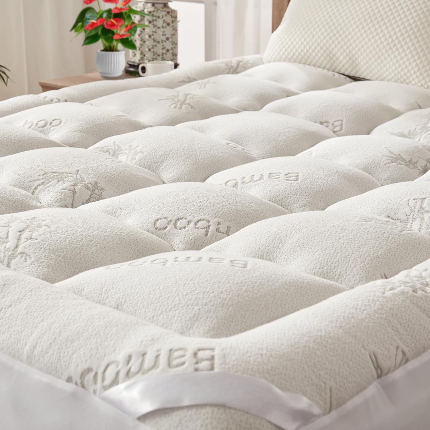 BEDLORE King Mattress Topper Viscose Derived from Bamboo, Thick Pillow ...