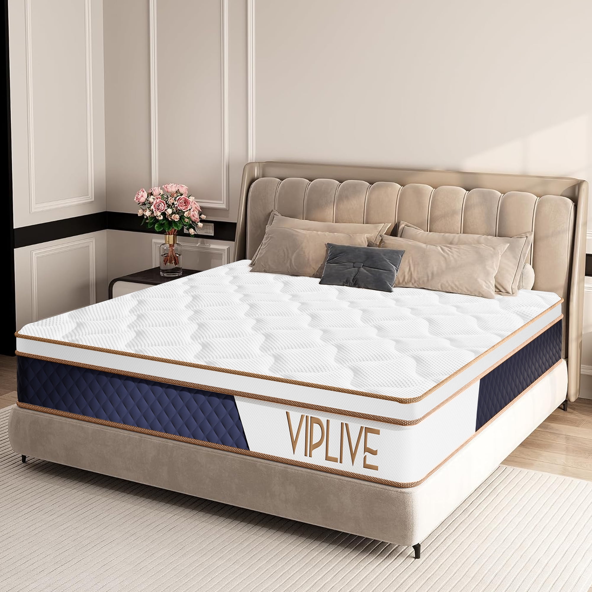 VIPLIVE Queen Size 10 Inch Hybrid Mattress, Memory Foam & Pocketed ...