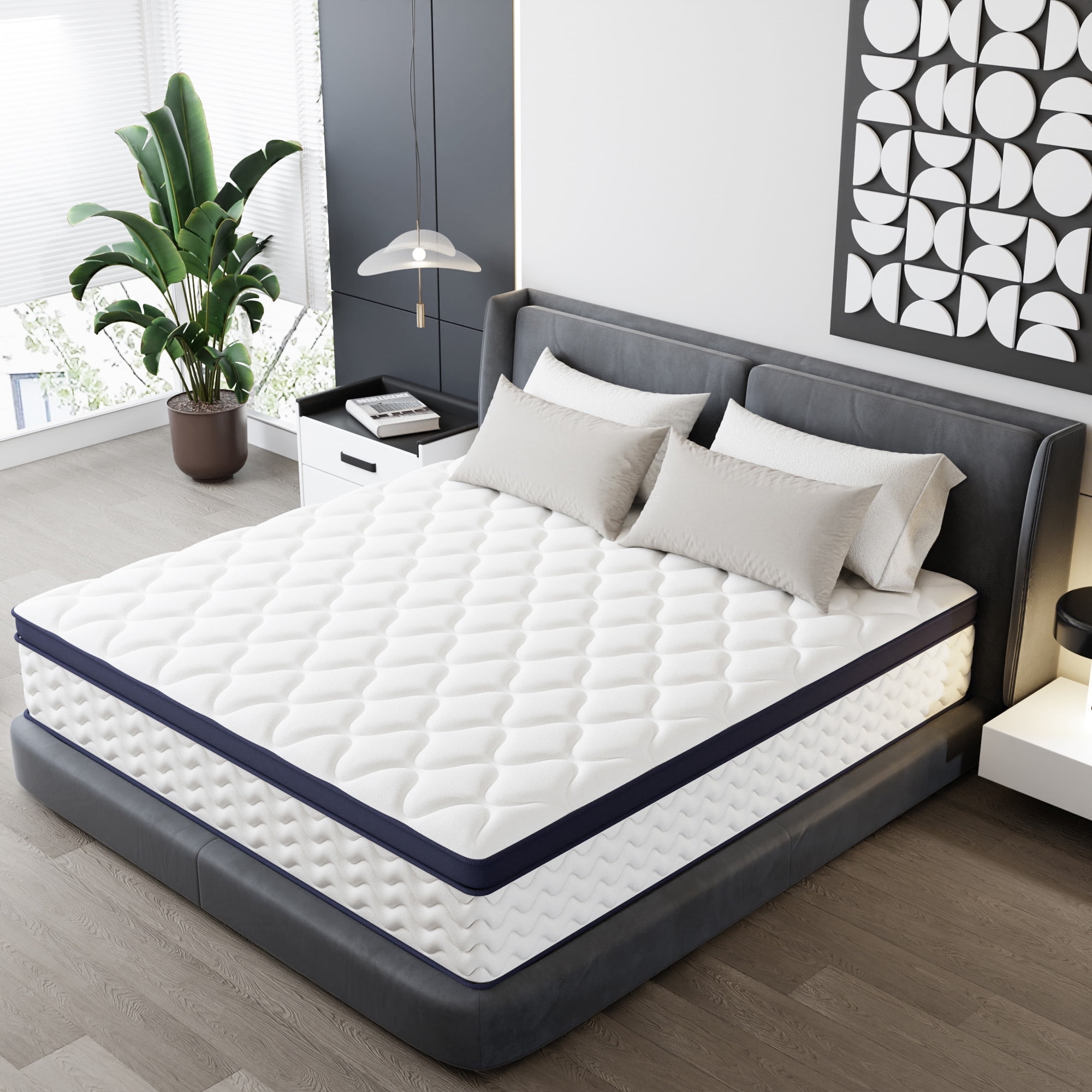 YINIX 12 Inch Hybrid Memory Foam Mattress in a Box, Queen - Walmart.com