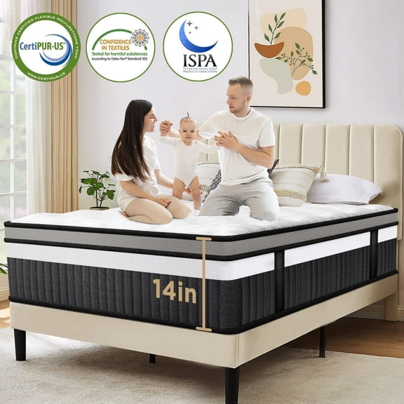 12 Inch Hybrid Mattress in a Box, Medium Firm, Gel Memory Foam & Pocket ...