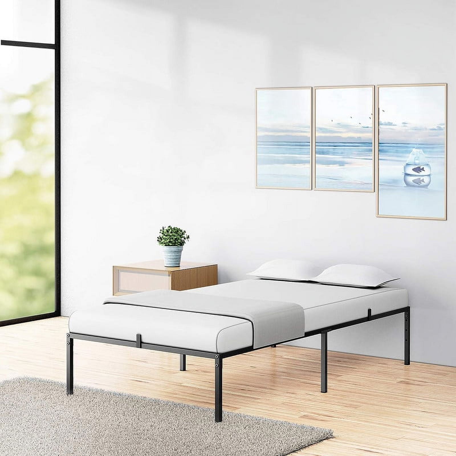 Queen Metal Platform Bed Frame Mattress Foundation,with Sturdy Steel ...