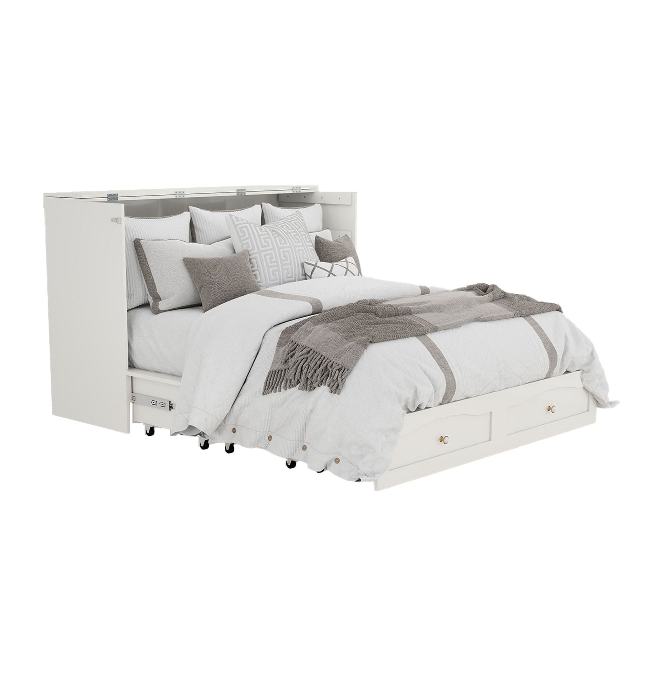 Queen Murphy Bed Cabinet with Storage, Foldaway Hideaway Bed with ...