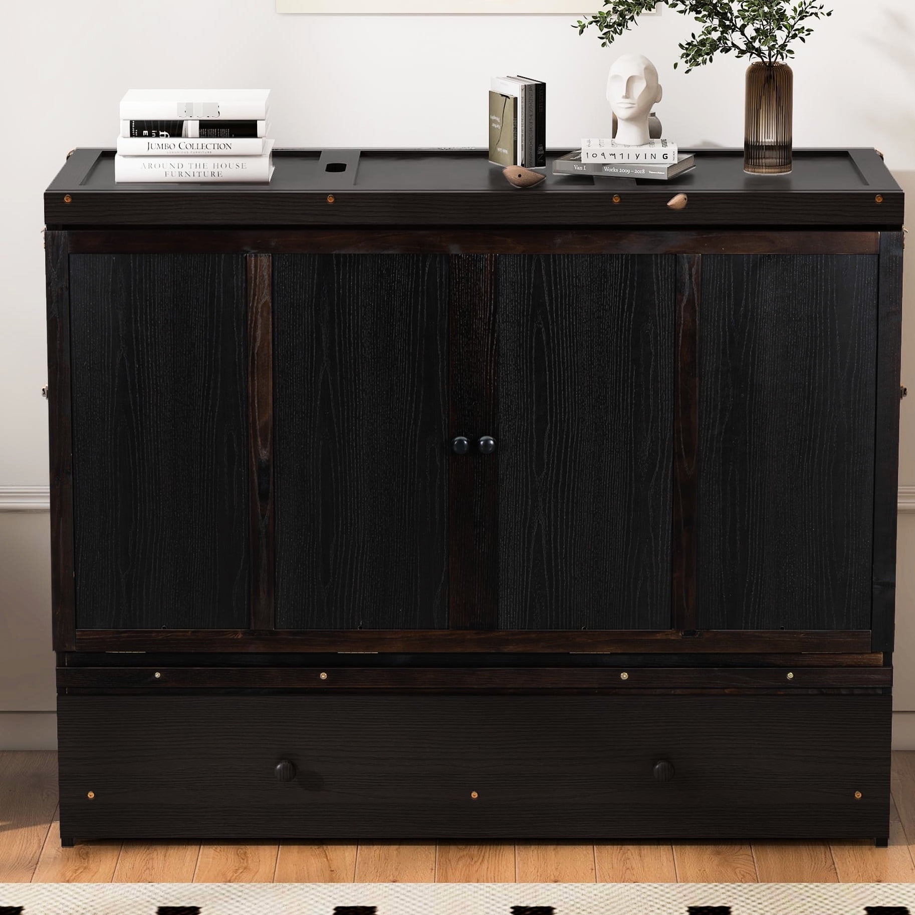 Queen Murphy Bed with Storage / For Gaming on Bed / Reliable Pine Wood ...
