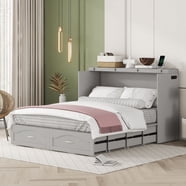 Murphy Bed, Full Size Murphy Bed Wall Bed with 2 Drawers and A Set of ...