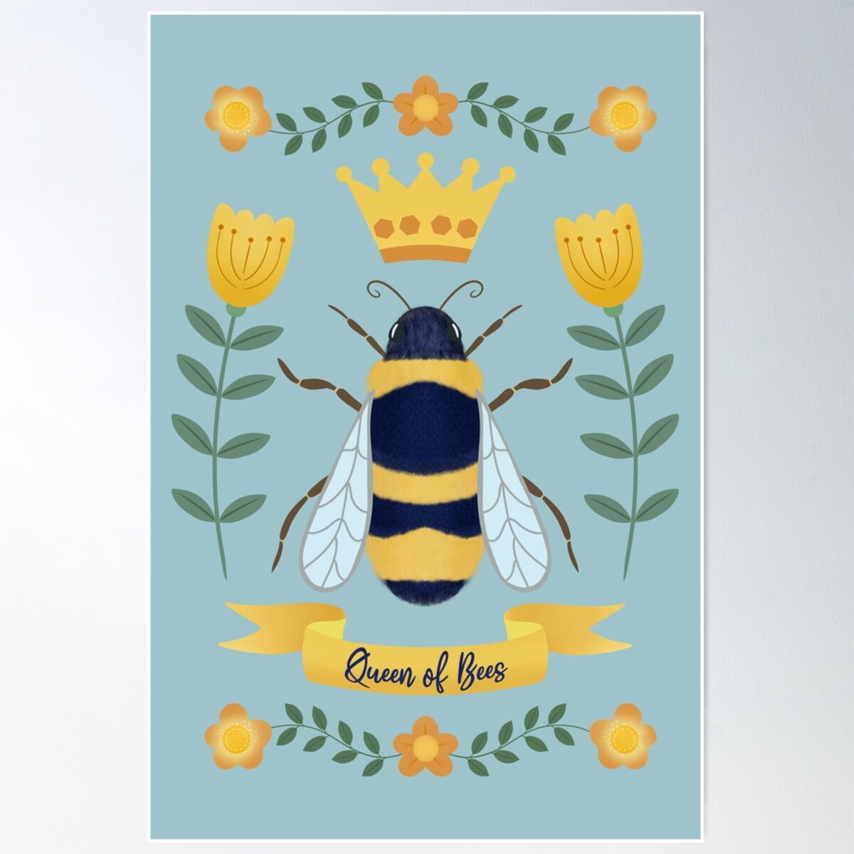 Queen Of Bees Tarot Card - Crown - Flowers Queen Bee Greeting Card ...