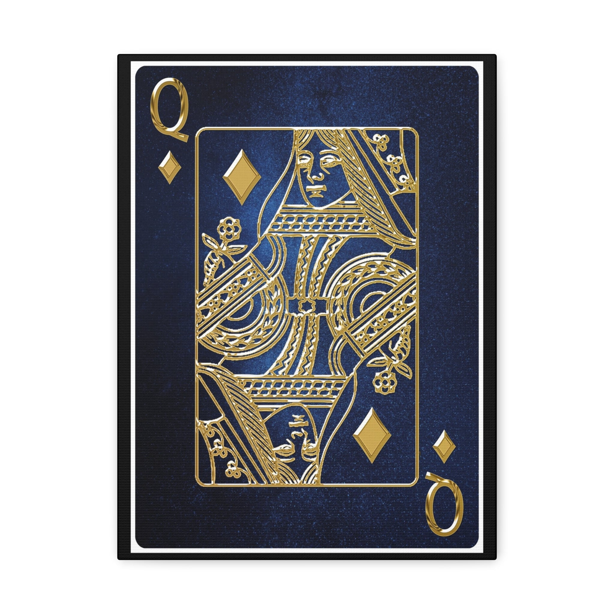 Queen Of Diamonds Space Background Playing Card Canvas Wall Art for ...