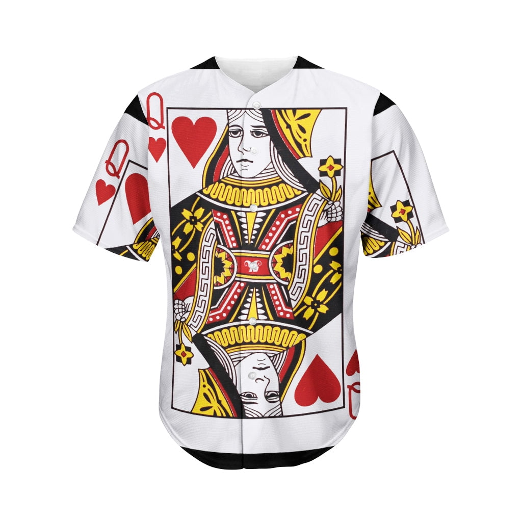 Queen Of Hearts Playing Card Print Active Baseball Jersey for Men and ...