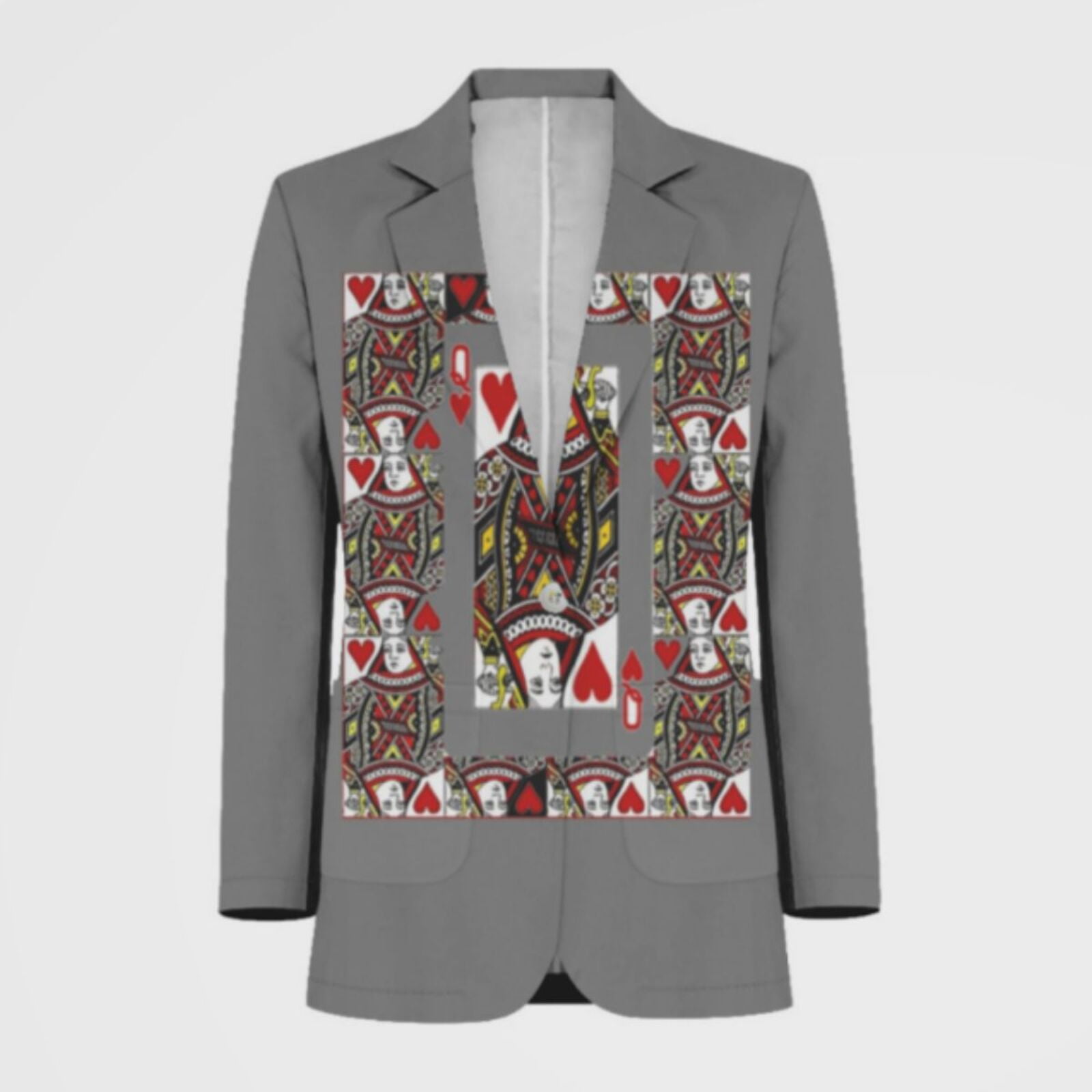 Queen Of Hearts Playing Cards Artwork-01 Men Blazers Slim Clothing ...