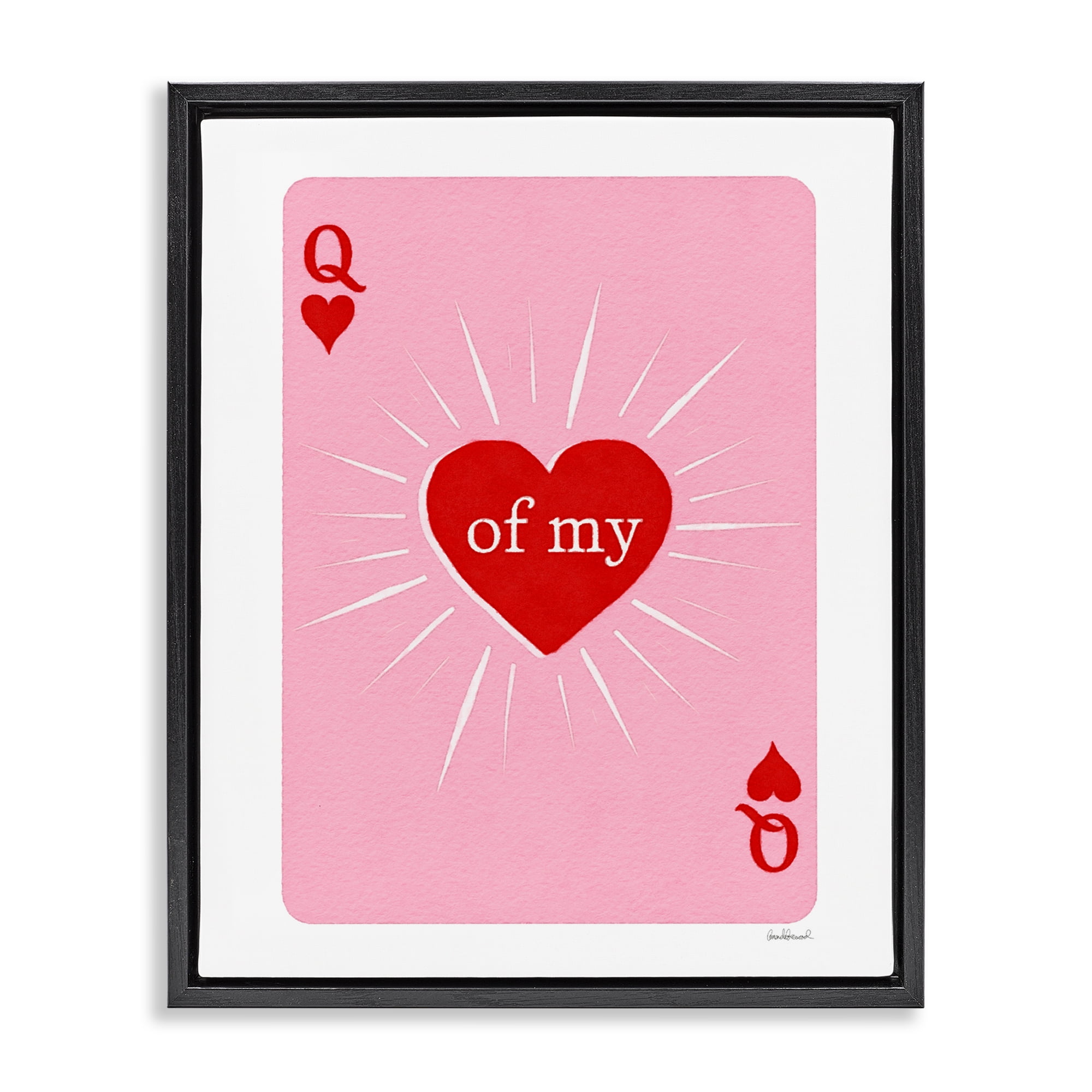 Queen Of My Heart Card Black Framed Floater Canvas Wall Art, design by ...