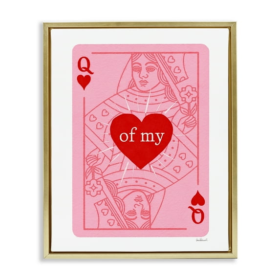 Queen Of My Heart Gold Framed Floater Canvas Wall Art, design by Amanda ...