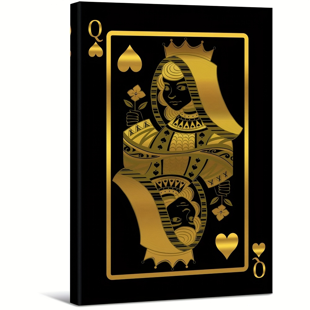 Queen Of Spades Playing Card Design Large Wooden Framed Wall Art Home ...
