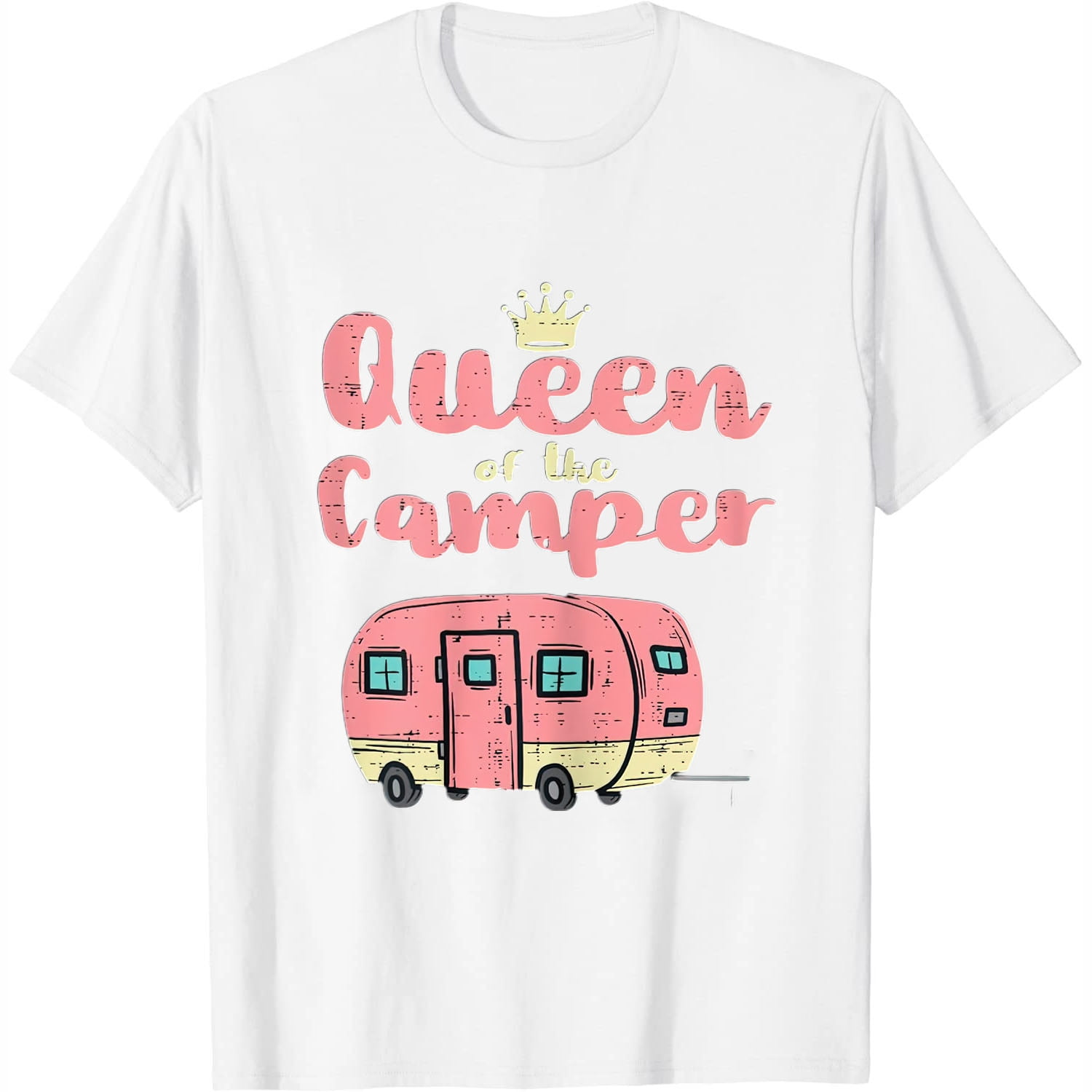 Queen Of The Camper Cute Camping Van Camp Trailer RV Women T-Shirt ...