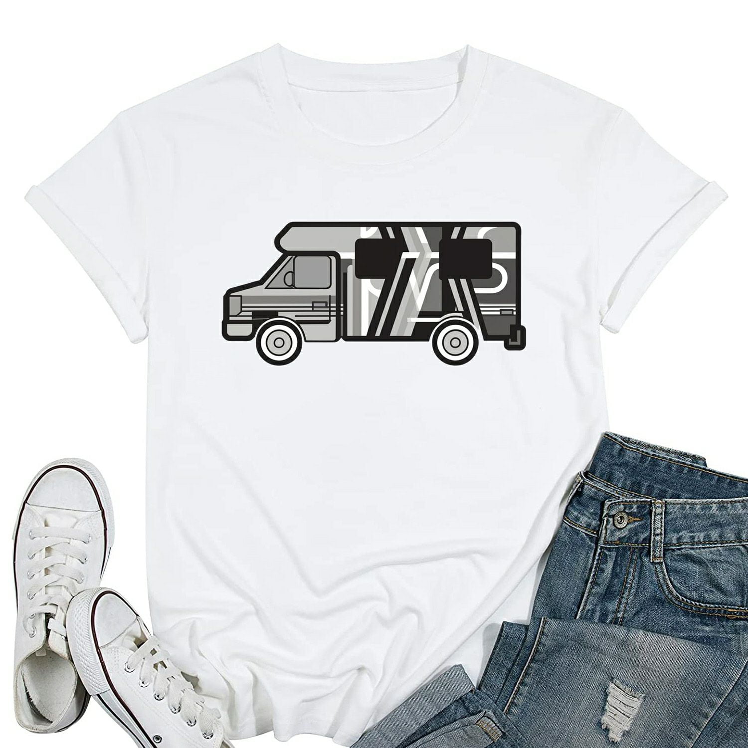 Queen Of The Rv | Cool Mobile Home Camping Funny Womens T Shirts White ...