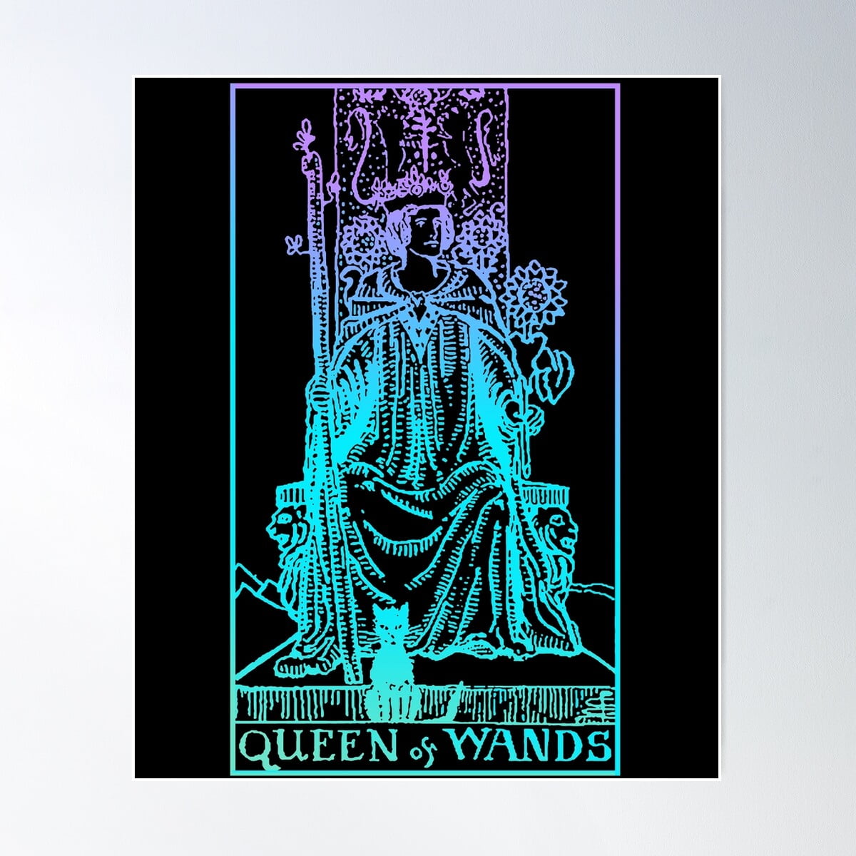 Queen Of Wands Tarot Card Rider Waite Witchy Poster Wall Art, Modern ...