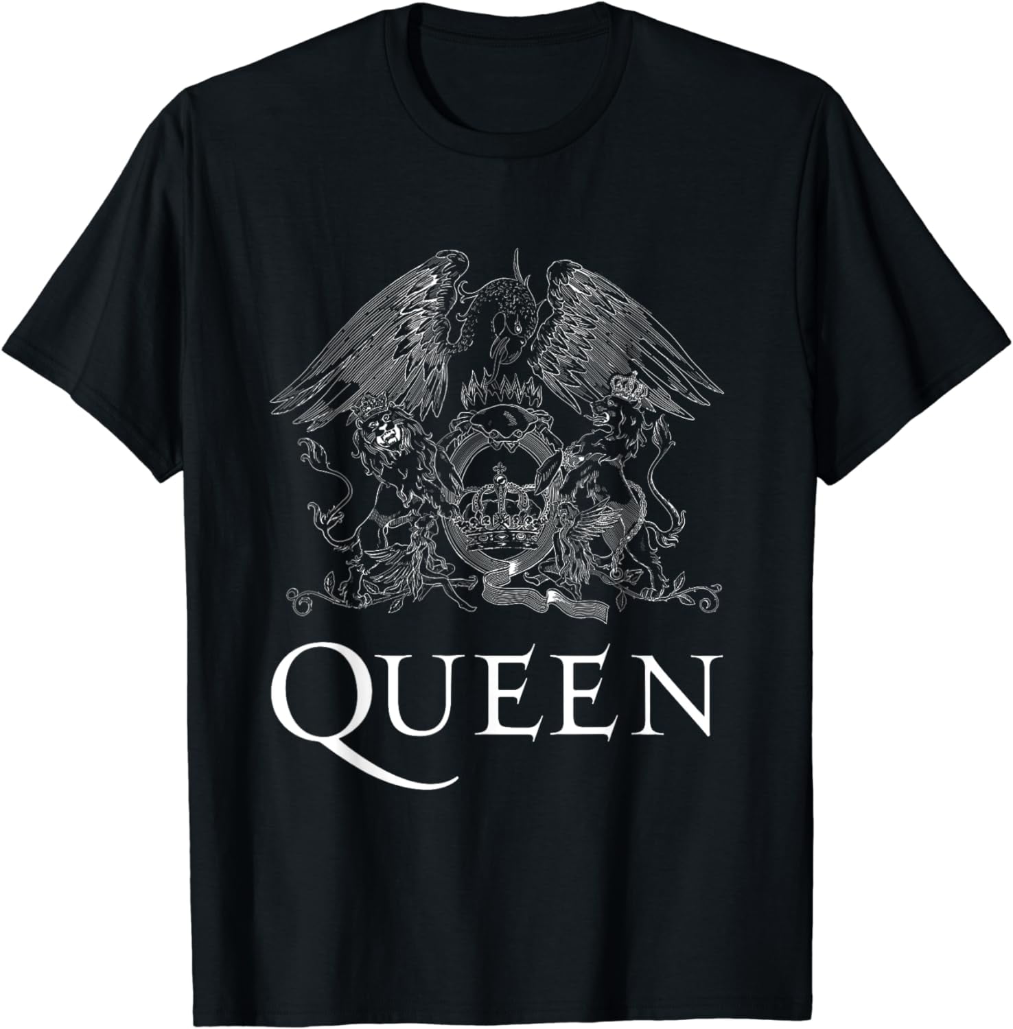 Queen Official Classic Crest Logo White Short Sleeve T-Shirt - Walmart.com