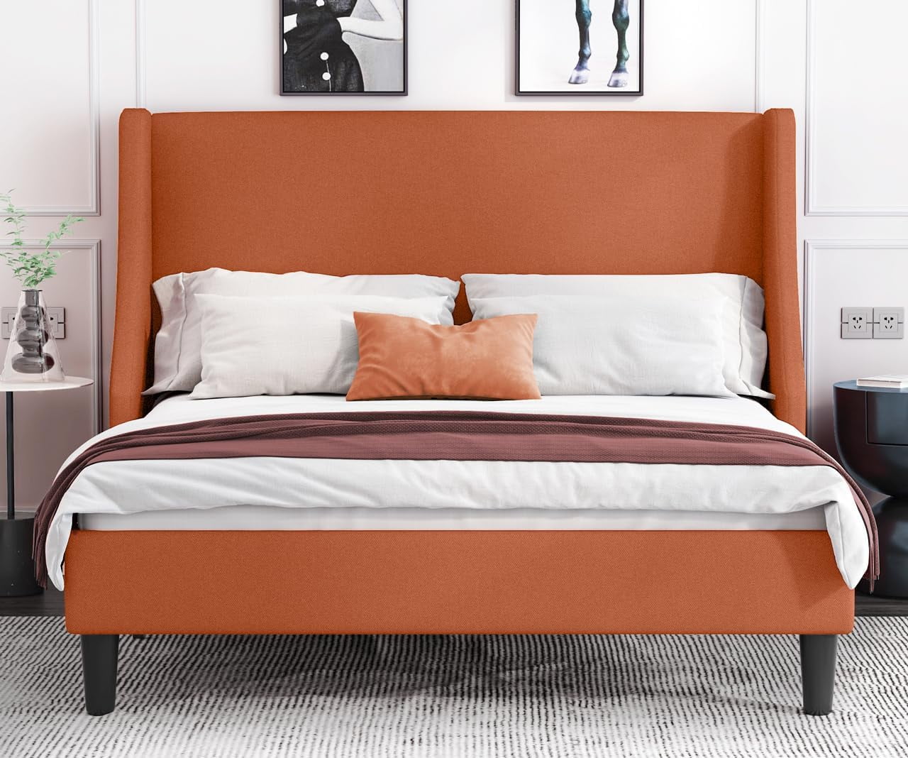 Queen Platform Bed Frame Queen Size with Upholstered Headboard, Modern ...