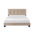 Queen Platform Bed Frame Upholstered Adjustable Headboard Light Brown ...