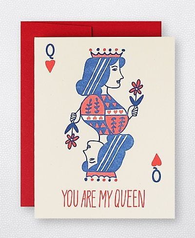 Queen Playing Card Greeting Card – “You Are My Queen” Design – Red ...