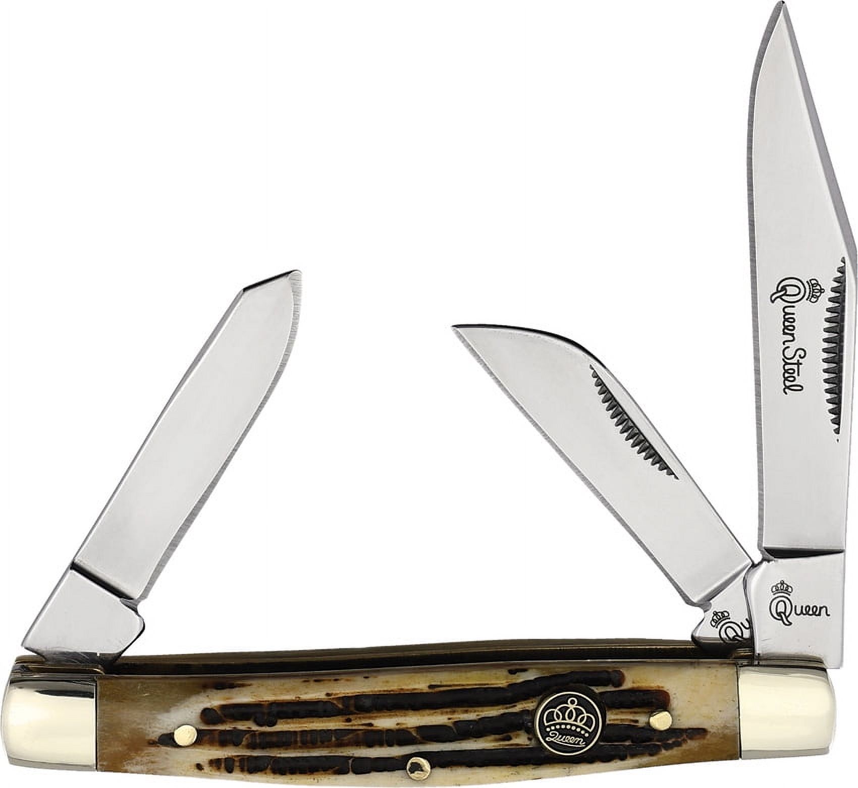 Queen QN26WB Stockman 3x Blade Winterbottom Bone Handle Pocket Knife ...