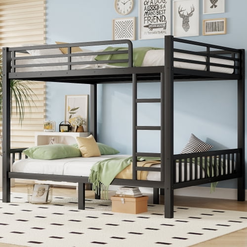 Queen Over Queen Bunk Bed, Metal Bunk Bed Frame Heavy Duty Bunk Beds ...