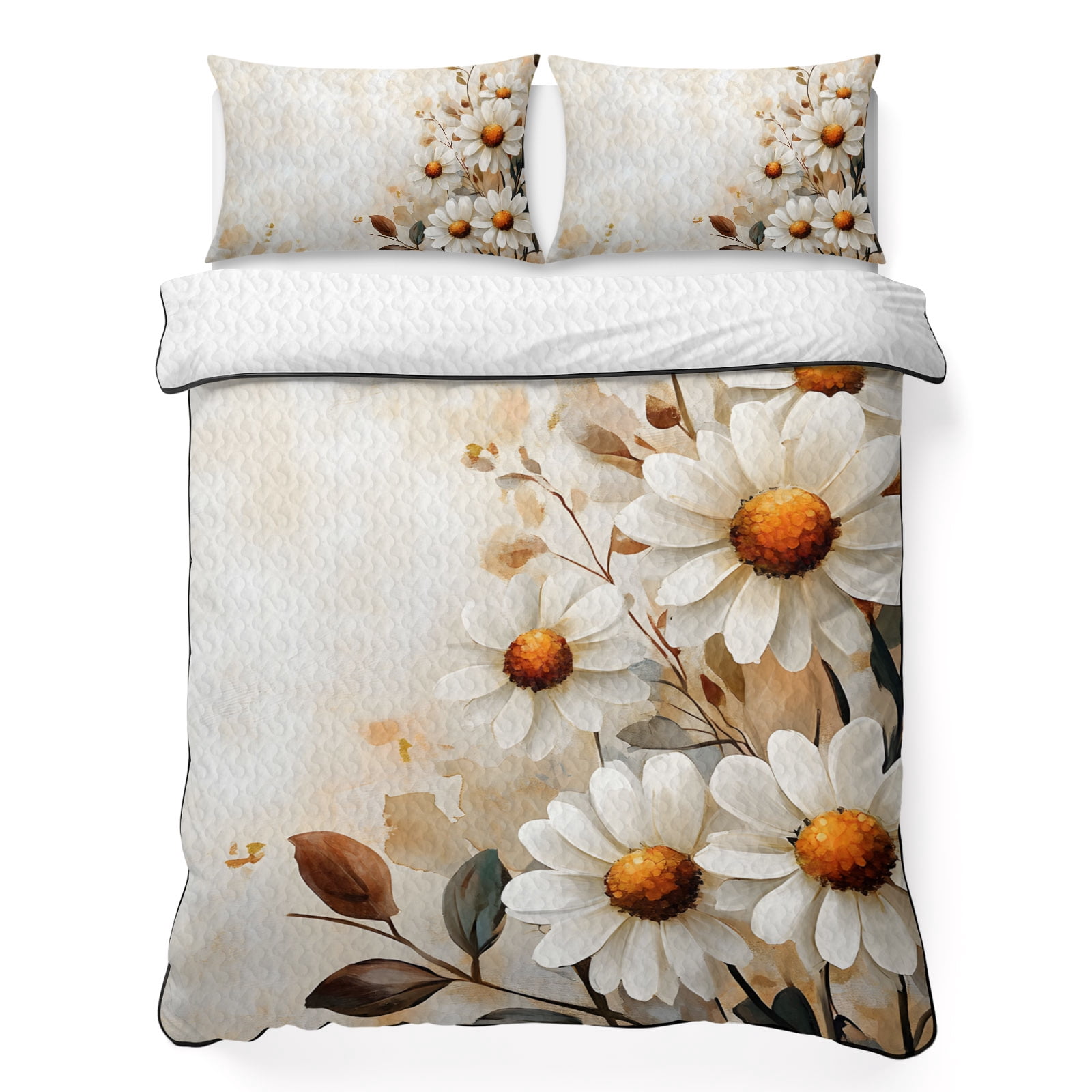 Queen Quilt Bedding Set Vintage Idyllic Flower Lightweight Summer ...