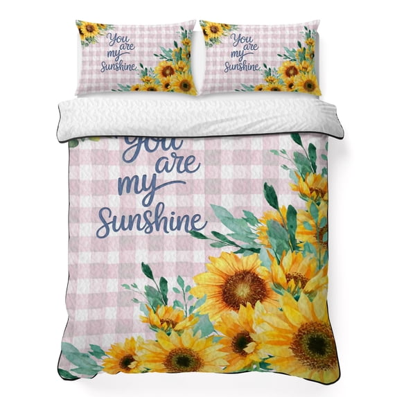 Queen Quilt Bedding Set You Are My Sunshine Sunflowers Summer Quilt ...