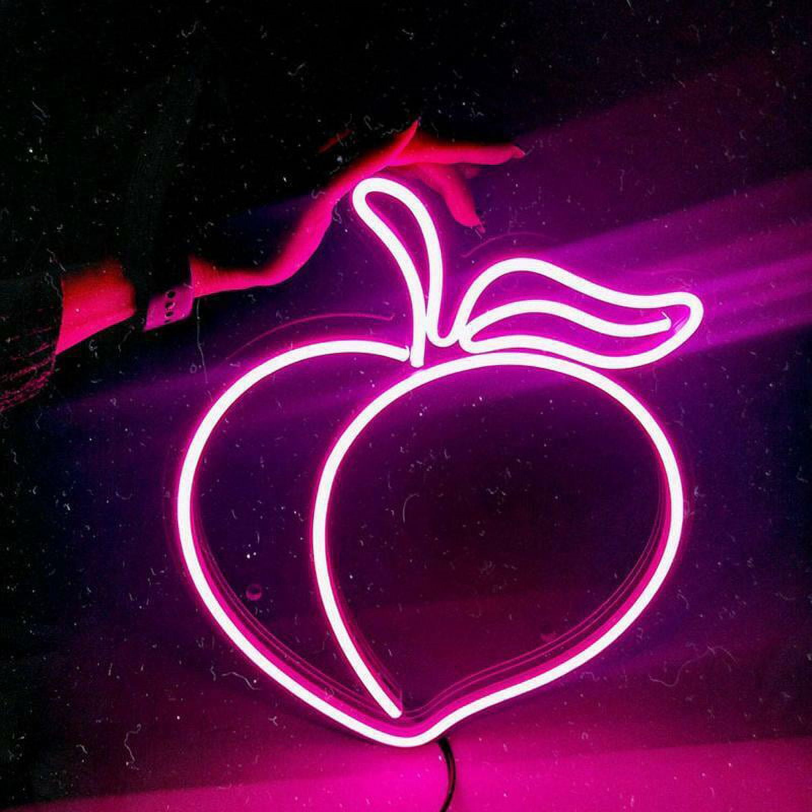 Queen Sense 10.6"x12.6" Peach Fruit LED Sign Light Decor Party Wall ...