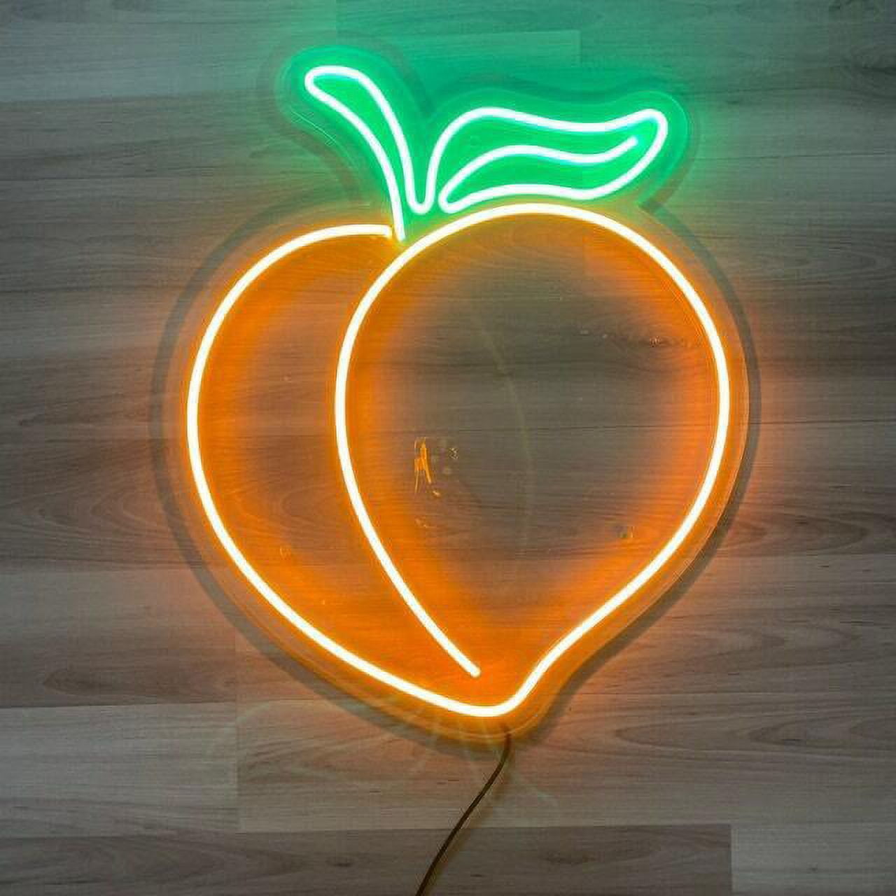Queen Sense 10.6"x12.6" Peach Fruit LED Sign Light Party Night Wall ...