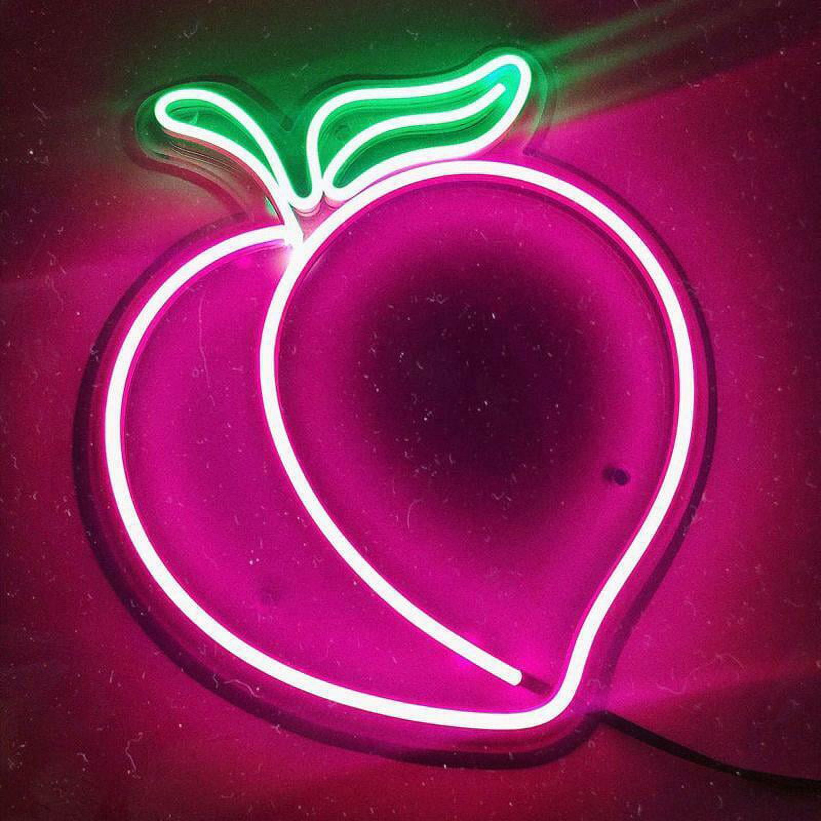 Queen Sense 10.6"x12.6" Peach Fruit LED Sign Light Wall Decor Party ...