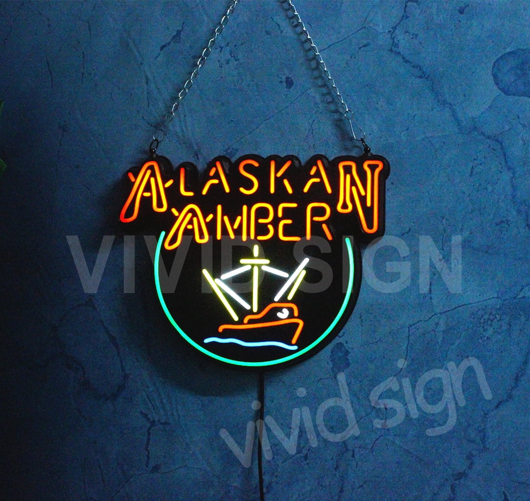 Queen Sense 10" Vivid Alaskan Ambers Fishing Boat LED Sign Neon Sign ...