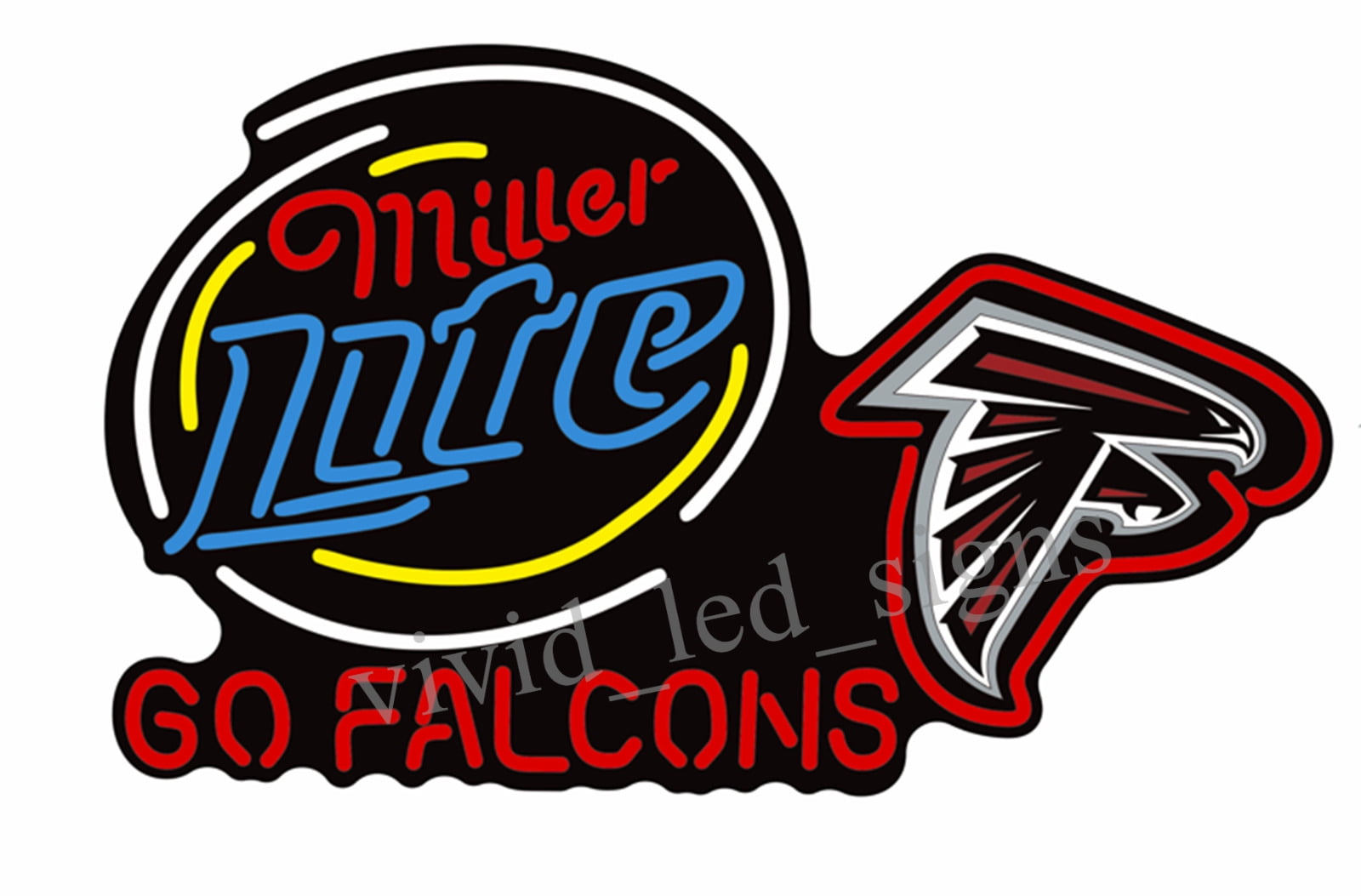 Queen Sense 10" Vivid Millers Lite For Atlantas Sports Team Go Falcons LED Sign Neon Sign Light ...