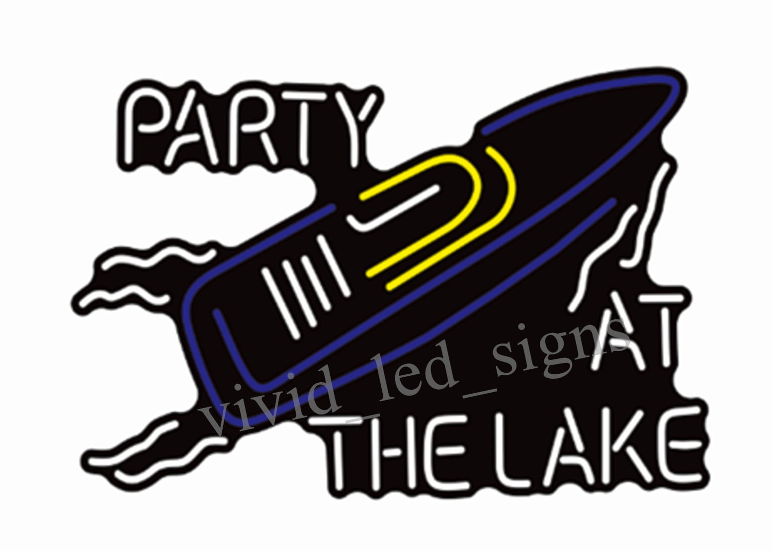 Queen Sense 10" Vivid Party At The Lake Boat LED Sign Neon Sign Light ...