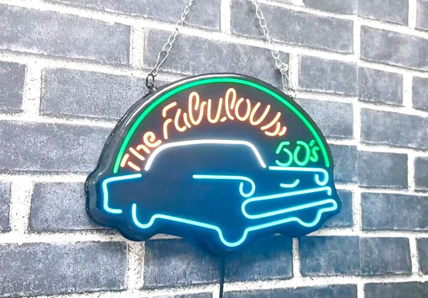 Queen Sense 10" Vivid The Fabulous 50's Vintage Car LED Sign Neon Sign ...