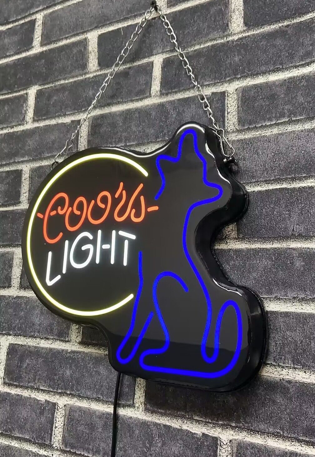 Queen Sense 10" Vivid Wolf Cactus Moon Coor Light LED Sign Neon Sign ...