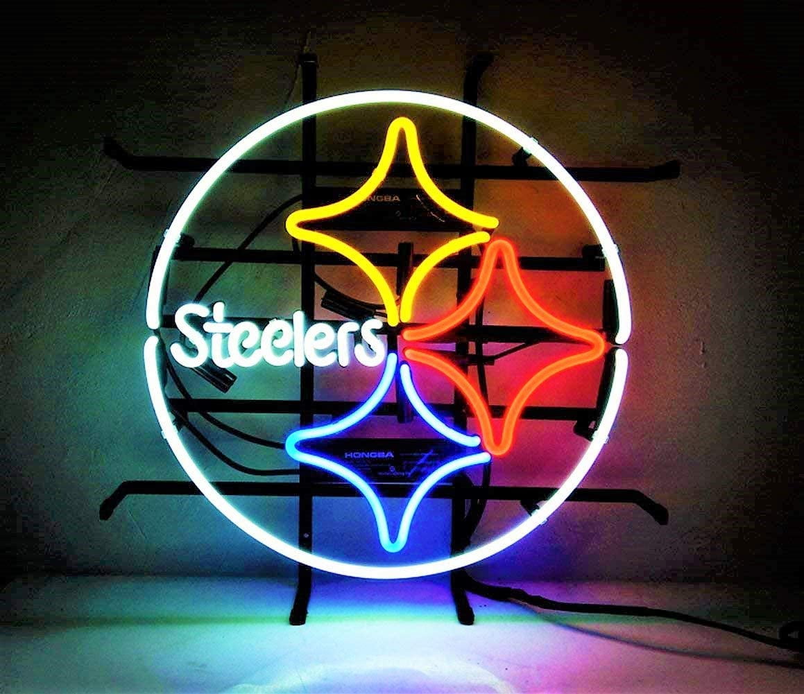 Queen Sense 12"x12" Pittsburgh Steeler Neon Sign Light, Handmade Lamp ...