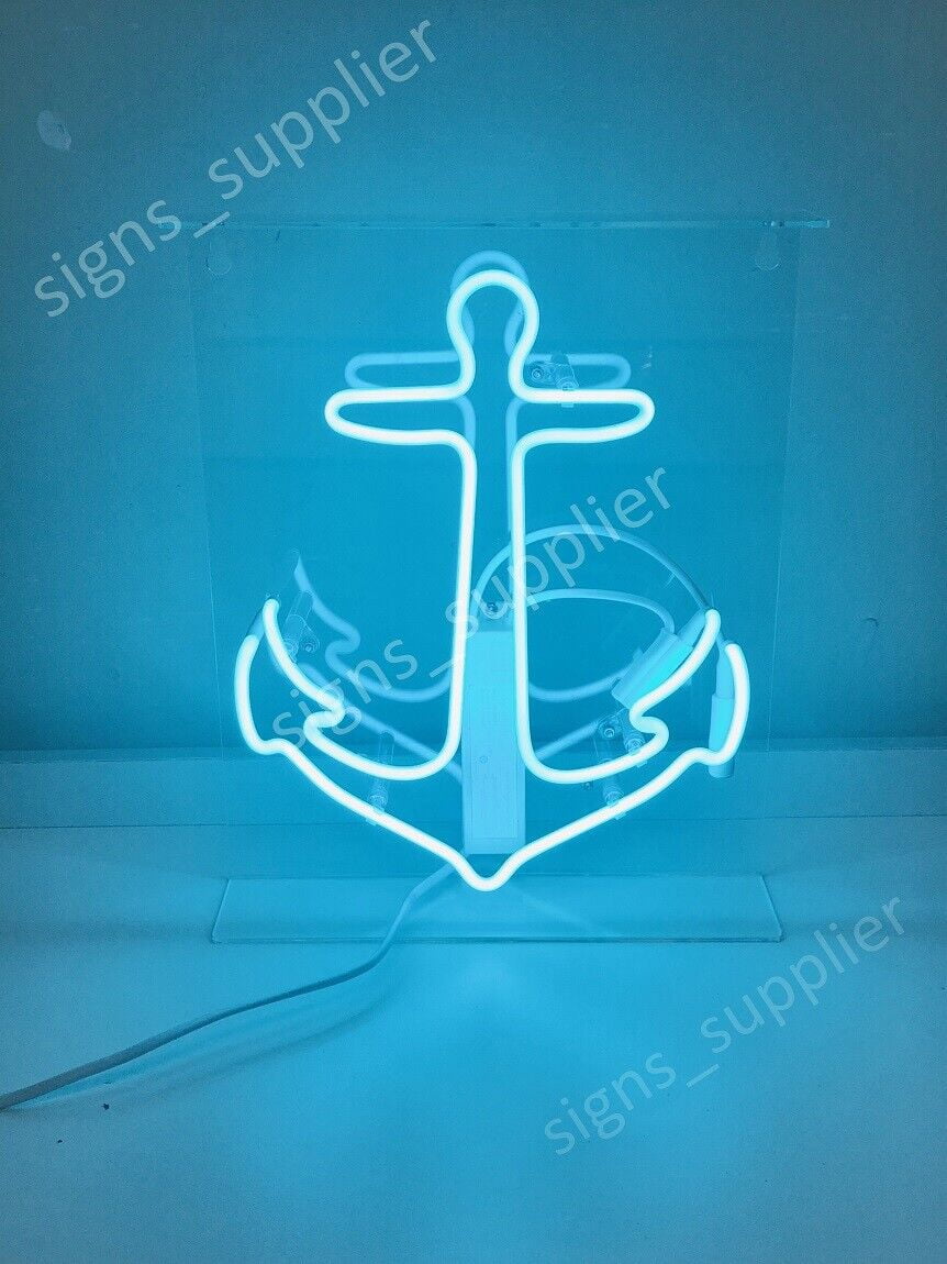 Queen Sense 14" Anchor Neon Sign Acrylic Man Cave Pub Bar Wall Decor ...
