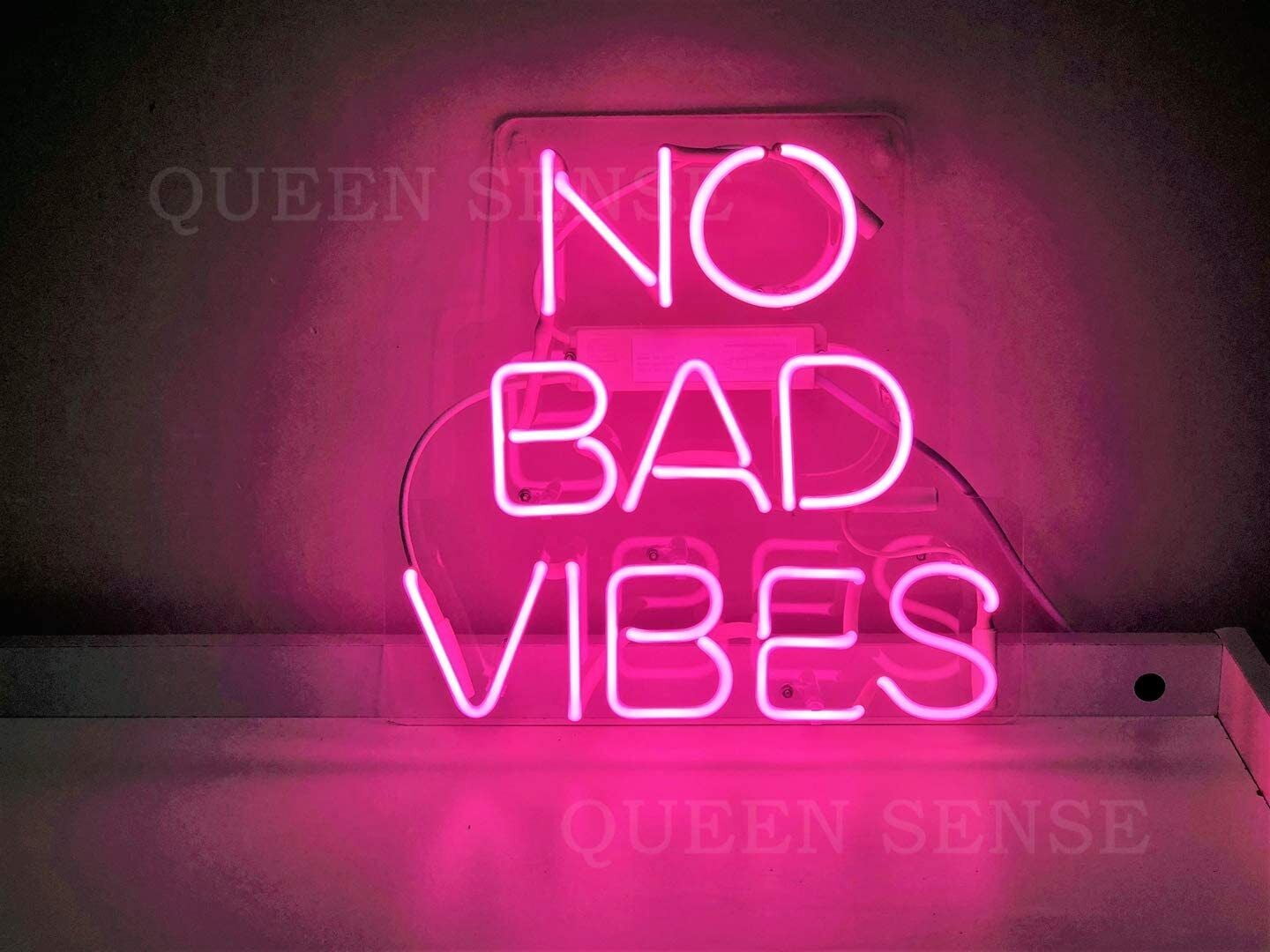 Queen Sense 14" Custom No Bad Vibes Neon Sign Acrylic With Dimmer Man ...