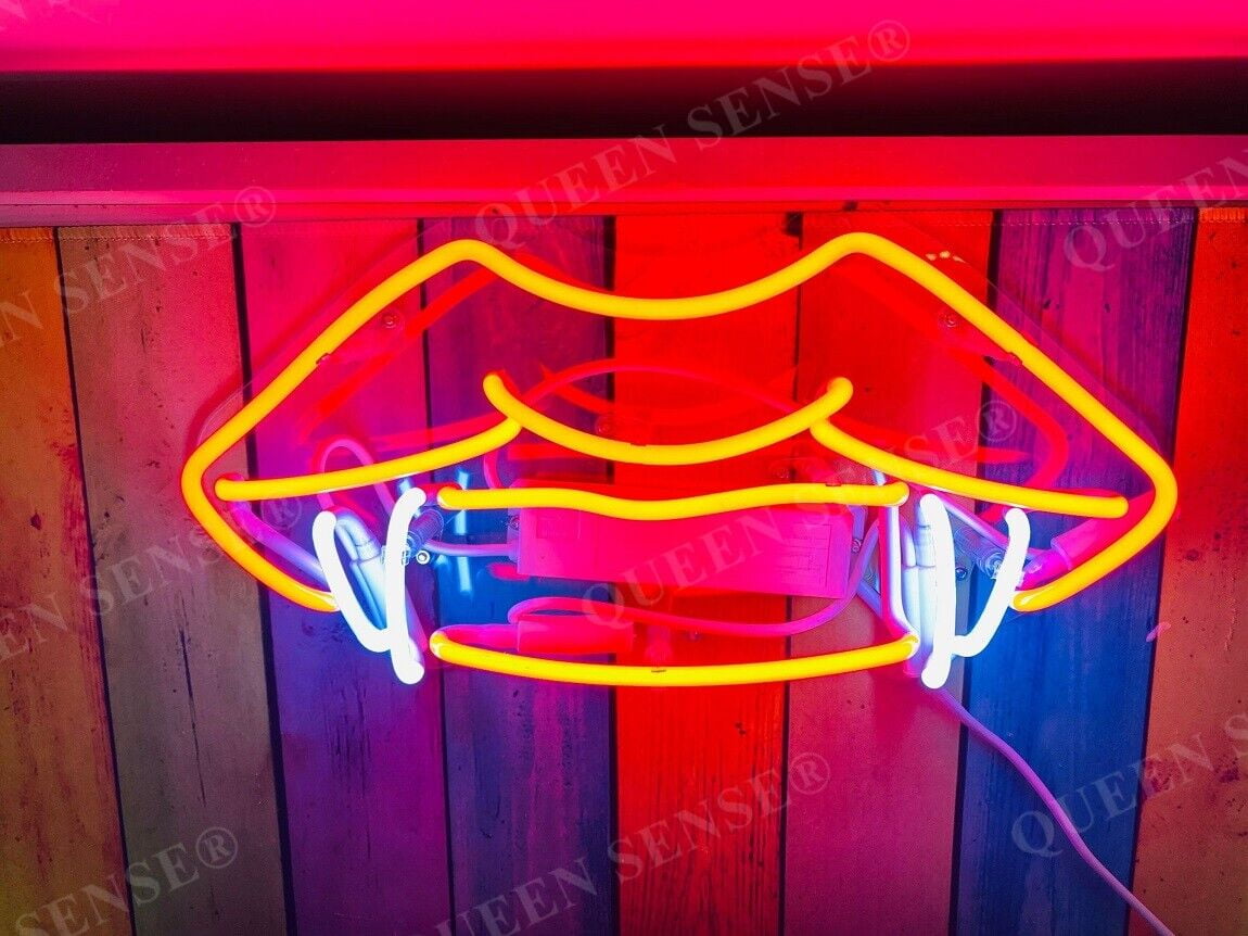 Queen Sense 14" Devil Lips Neon Sign Acrylic Man Cave Beer Pub Bar ...